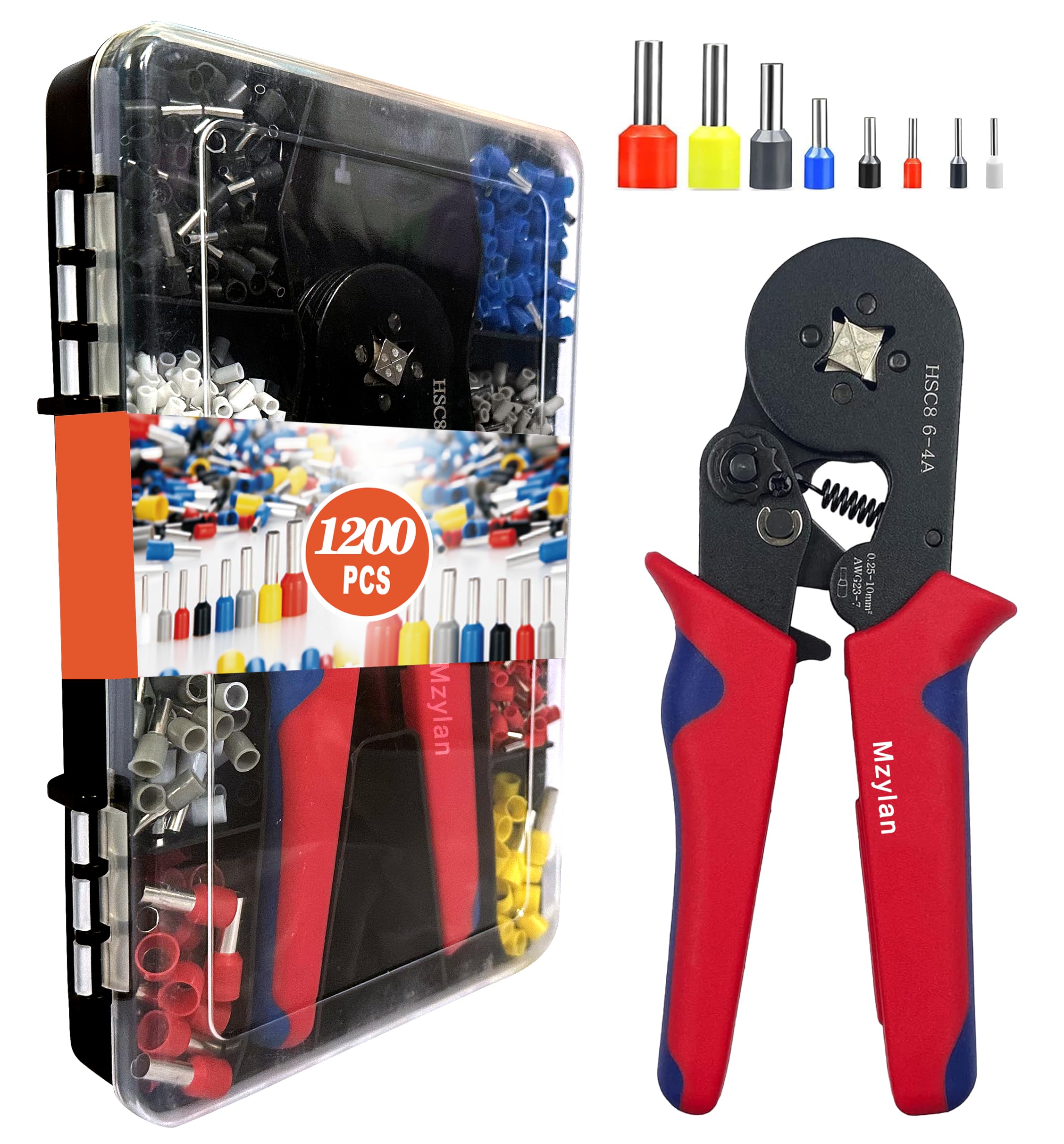 Ferrule Crimping Tool Kit, Mzylan AWG23-7 Self-Adjustable Ratchet Wire ...