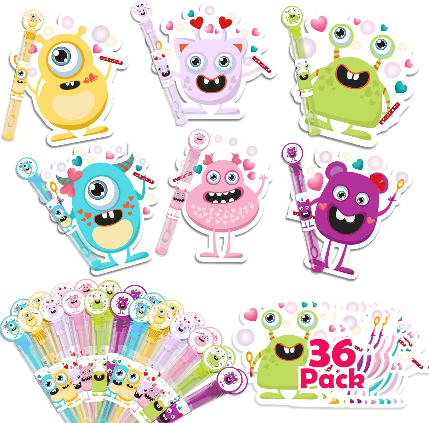 Amazon.com: WOONOO 36 Pack Valentines Day Cards for kids With Bubble ...