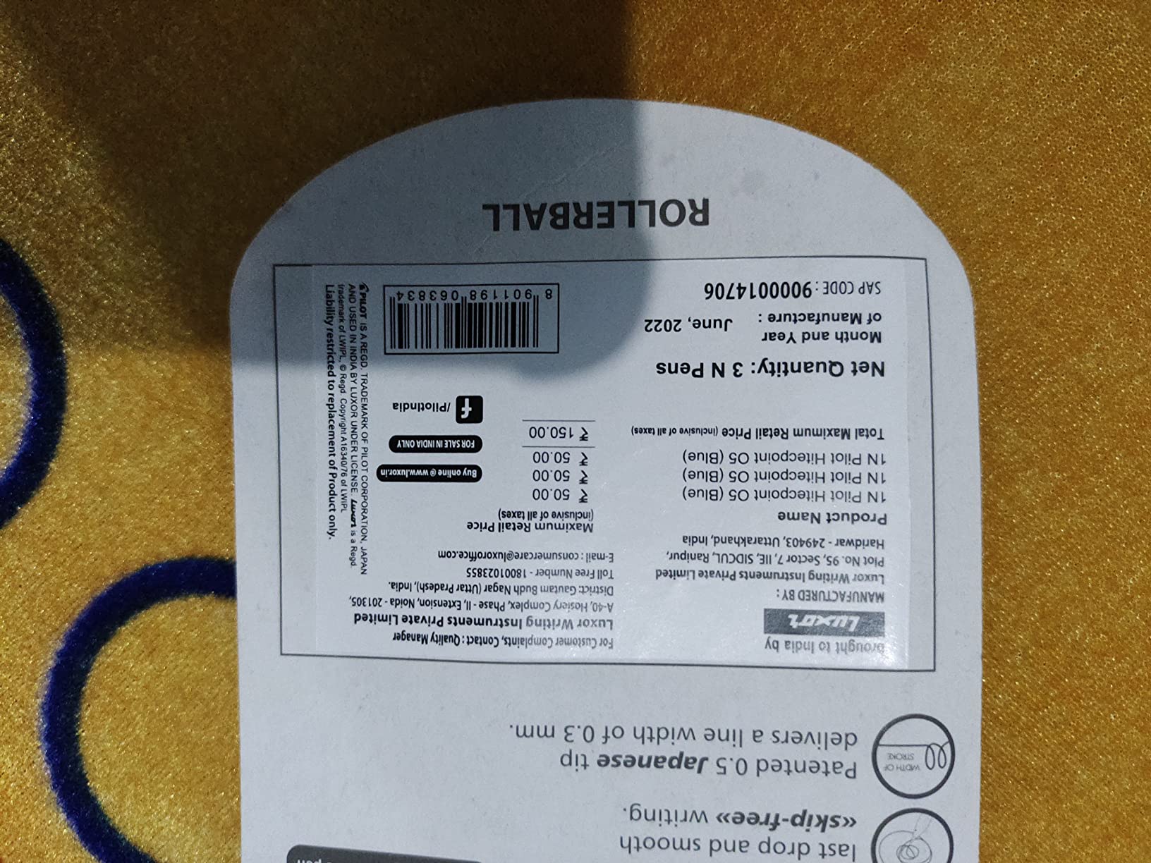 Pilot Hi-Techpoint 05 Super Value Pen - Pack of 3, Blue & Pilot Hi ...