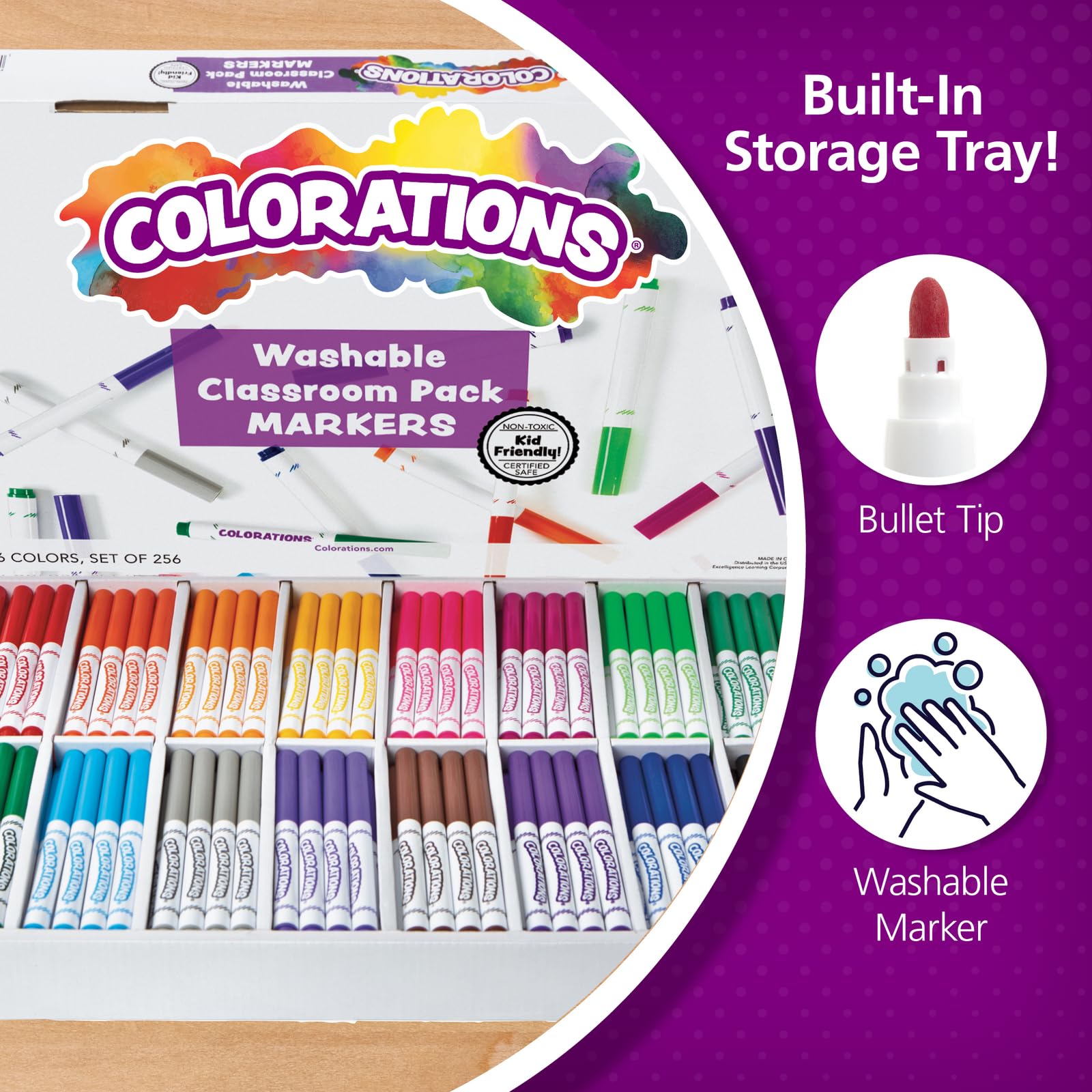 Snapklik.com : Washable Markers, Set Of 256, 16 Colors, Non-Toxic, Bulk ...