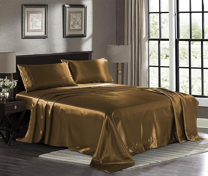Buy Satin Sheets Twin 3 Piece Coffee Hotel Luxury Silky Bed Sheets Extra Soft 1800 buy-satin-sheets-twin-3-piece-coffee-hotel-luxury-silky-bed-sheets-extra-soft-1800