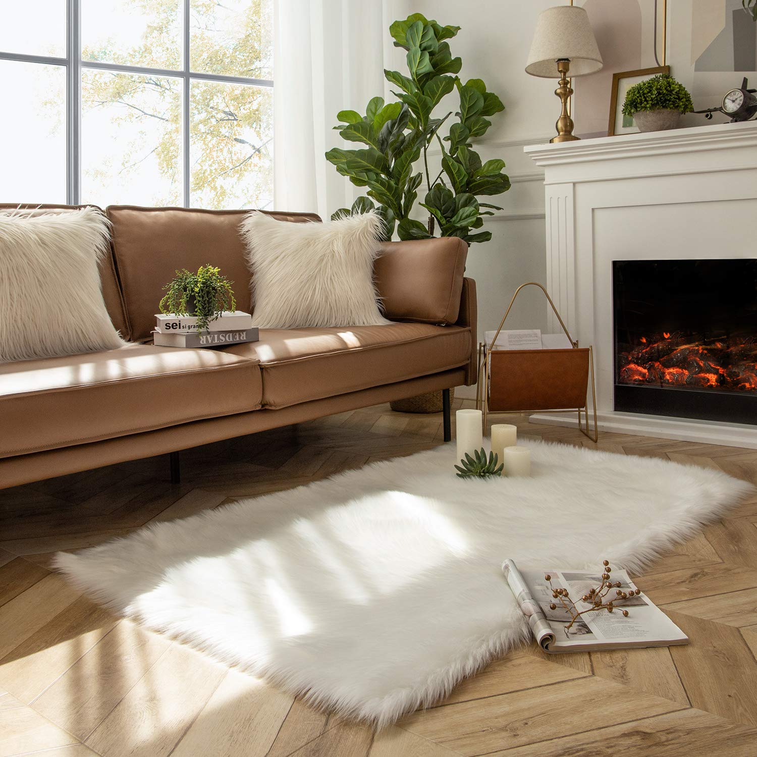 Ashler Faux Fur Rug, Fluffy Shaggy Area Rug Ultra Soft 4 x 6 Feet ...