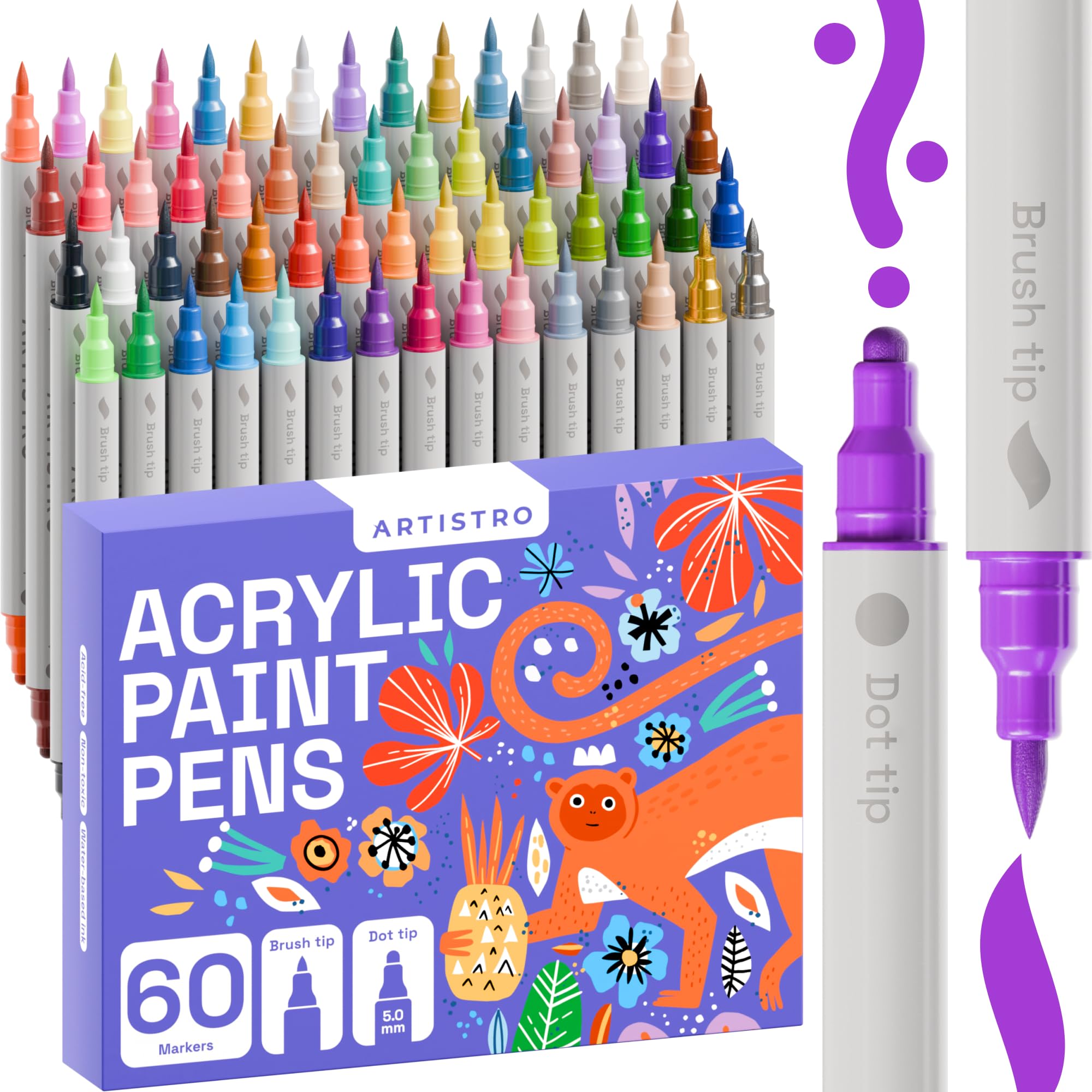 ARTISTRO Acrylic Paint Pens, Acrylic Paint Markers Dual Tip Markers ...