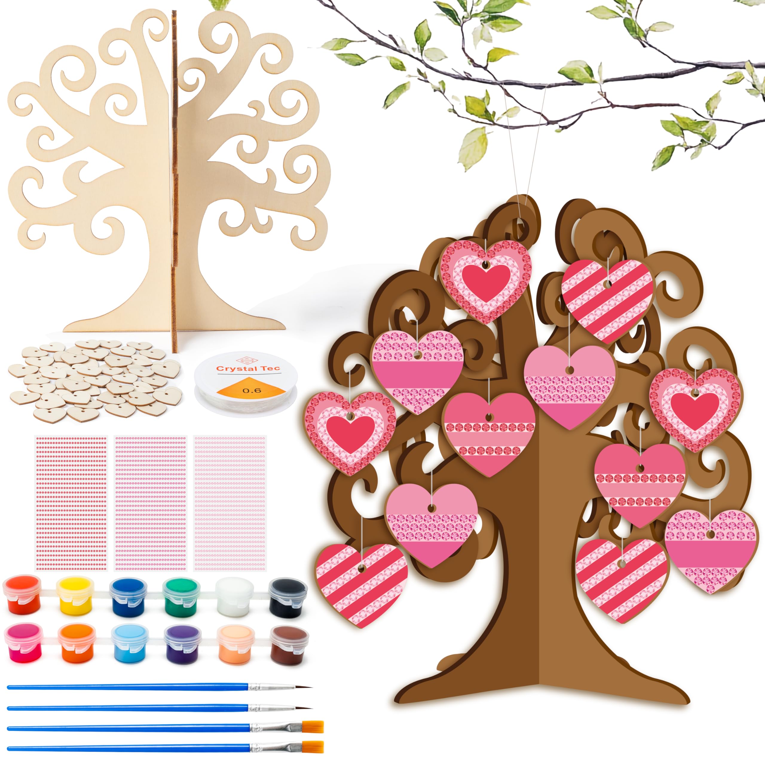 Amazon.com: Valentine's Day Heart Trees Wooden Craft Kits - Make Your ...