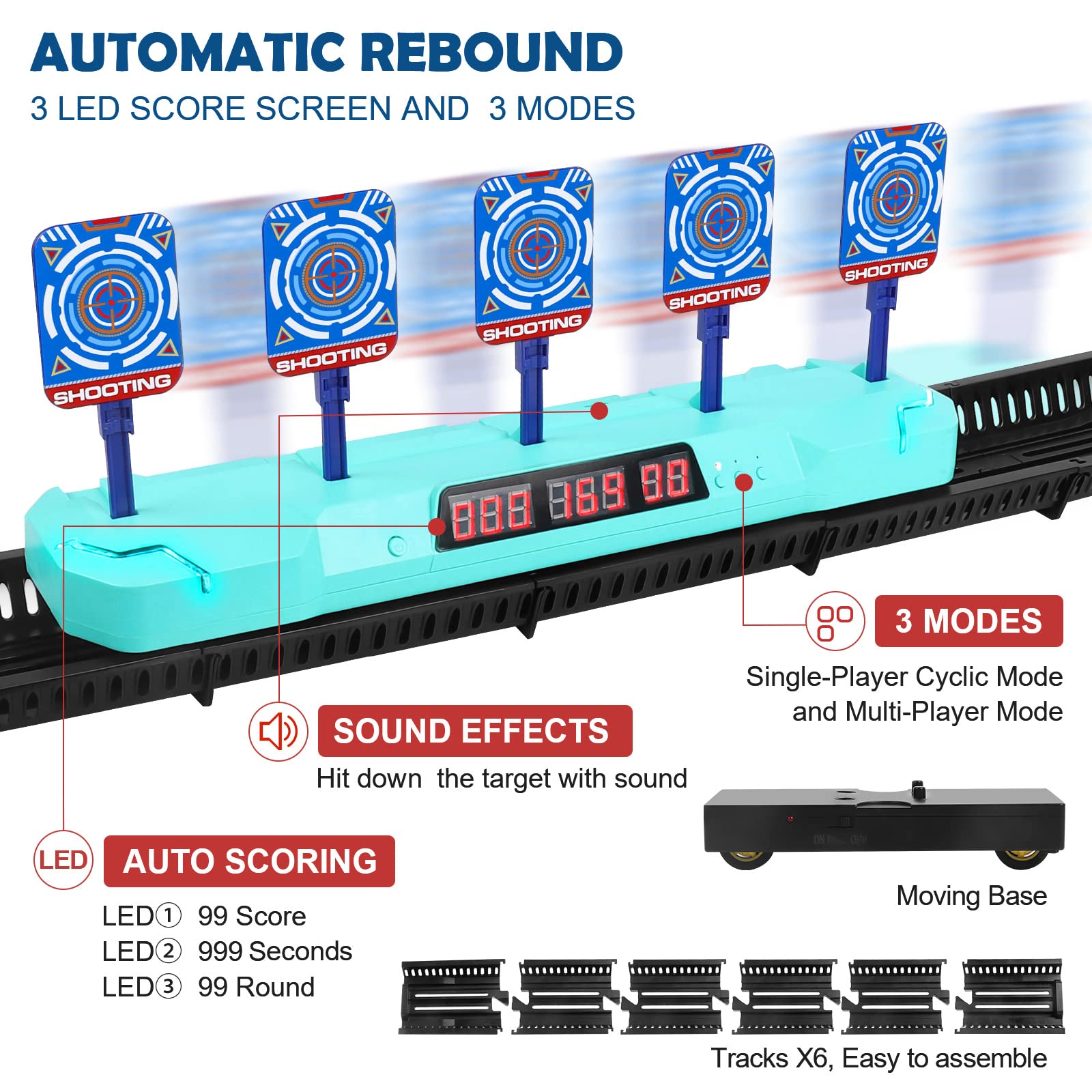 STOTOY Electronic Moving Nerf Target Set for Kids,Toys for 5 6 7 8 9 10 ...