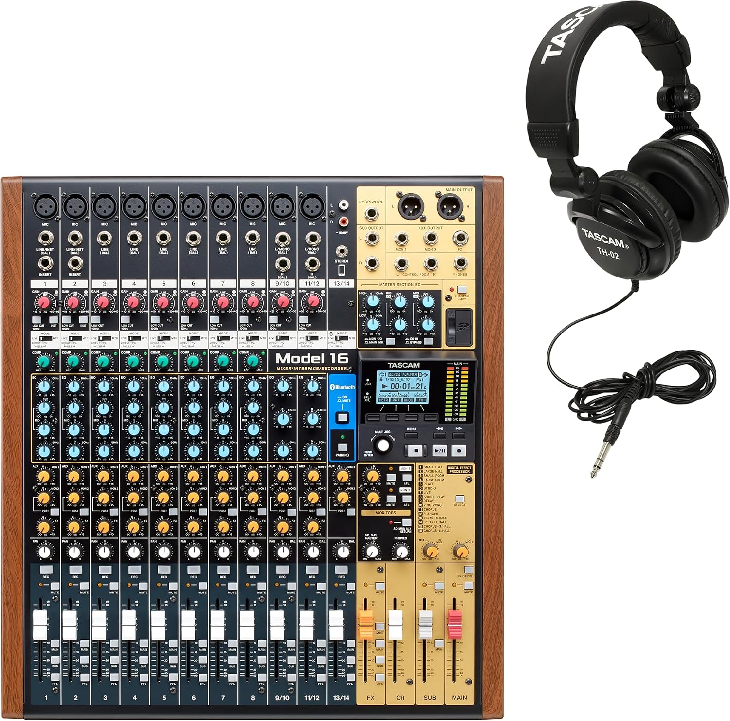 Amazon.com: TASCAM Model 16 Recording Mixer and Studio Headphones ...