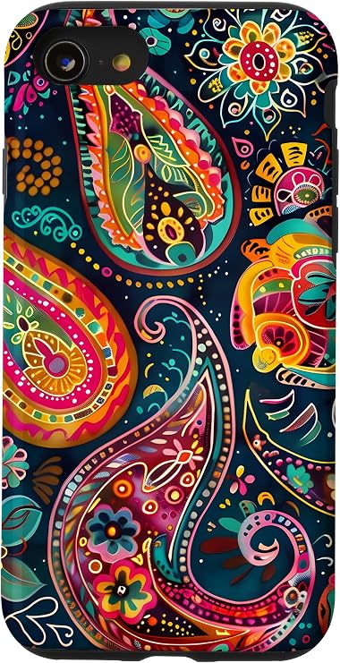Amazon.com: 1960s Vibrant Paisley Pattern Case for iPhone SE (2020) / 7 ...