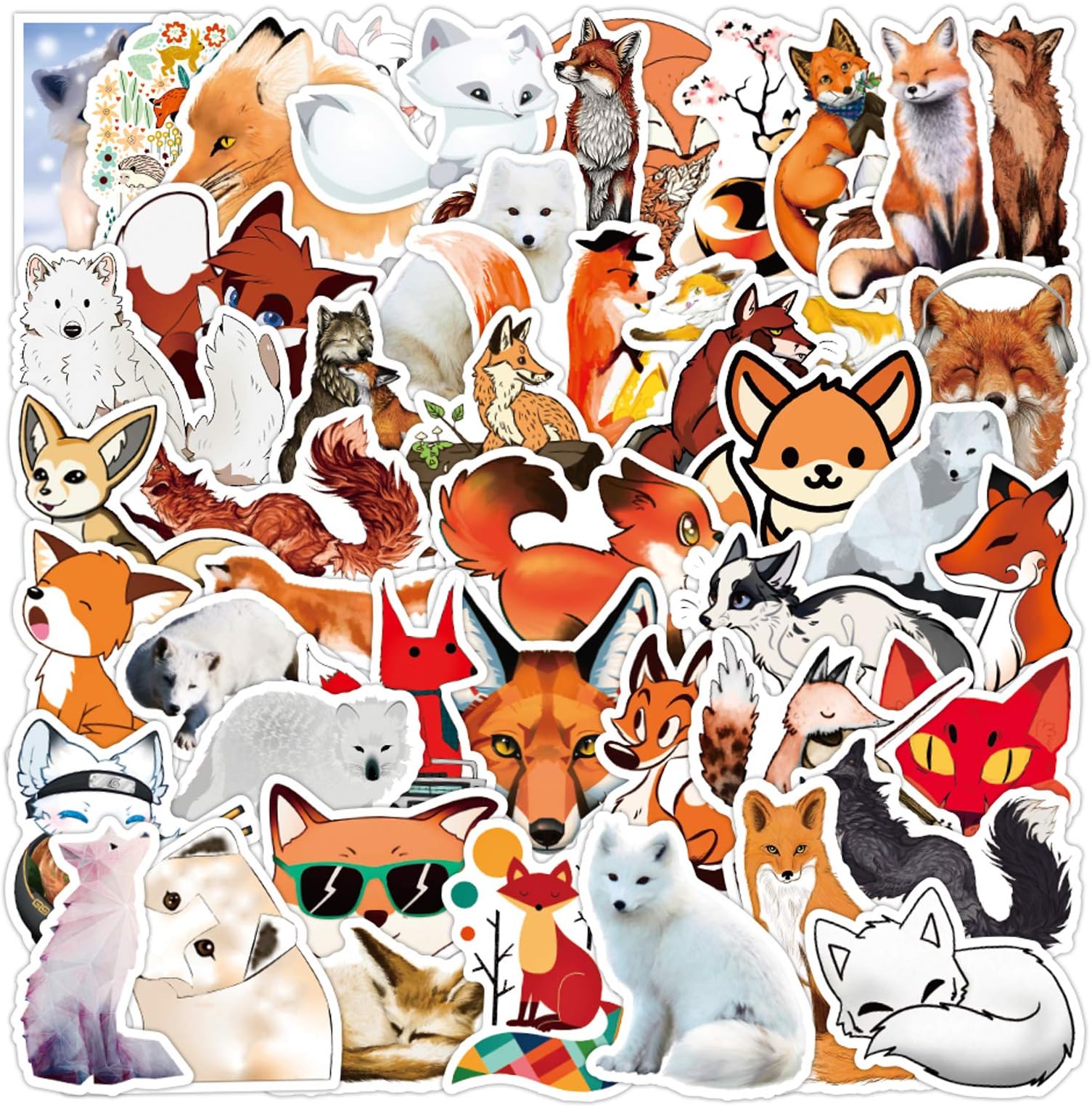Amazon.com: Fox Stickers| 50 PCS | Vinyl Waterproof Stickers for Laptop ...