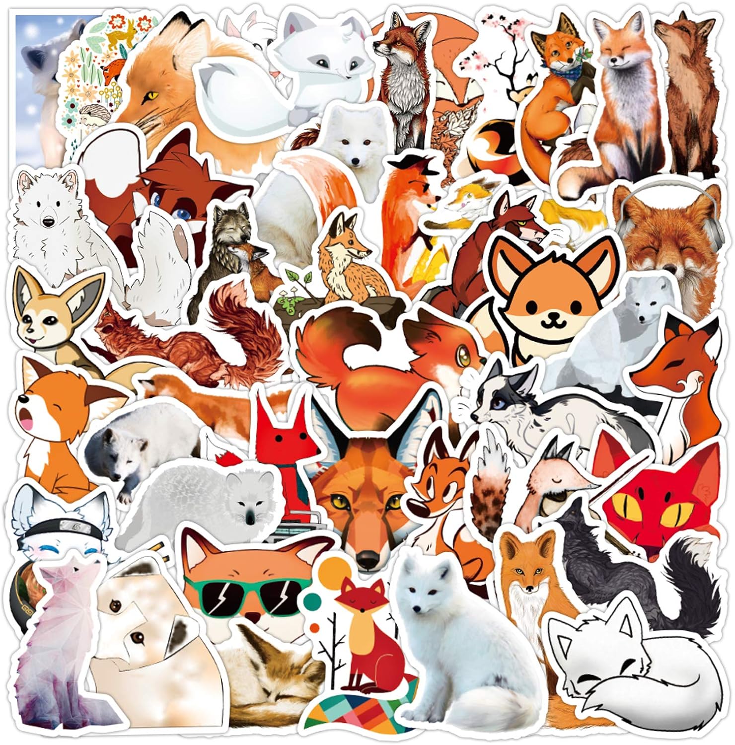Amazon.com: Fox Stickers| 50 PCS | Vinyl Waterproof Stickers for Laptop ...