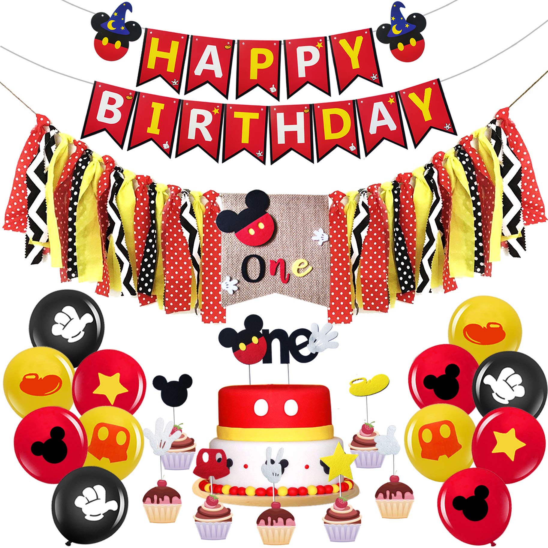 Buy Mickey Mouse Theme 1st Birthday Party Supplies,Mickey Mouse Happy ...