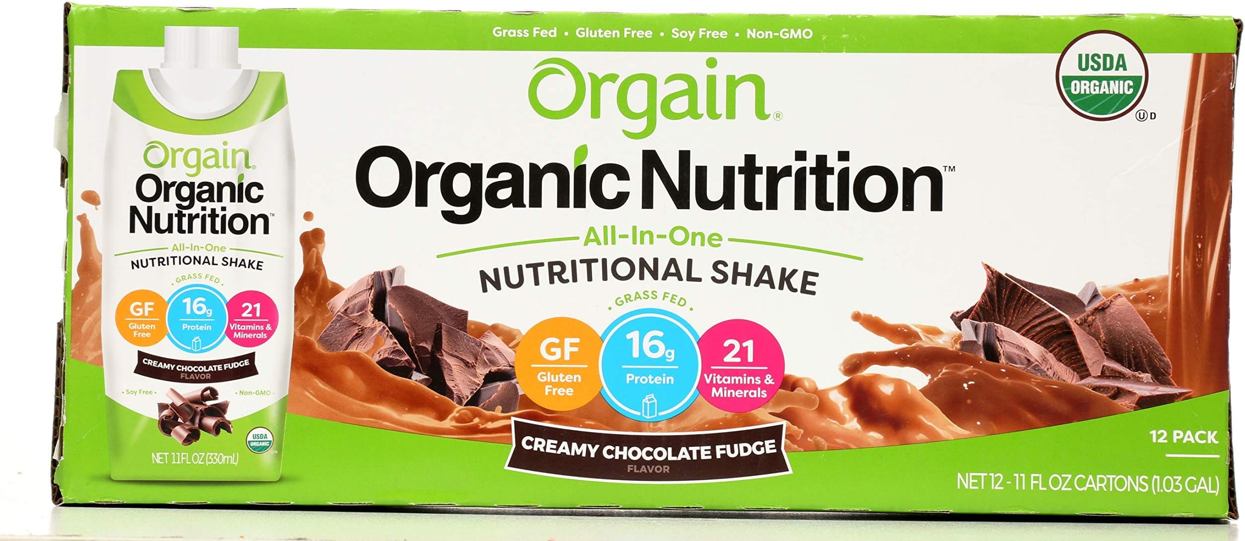 Amazon.com : ORGAIN Organic Creamy Chocolate Fudge Shake 12 Pack, 11 FZ ...
