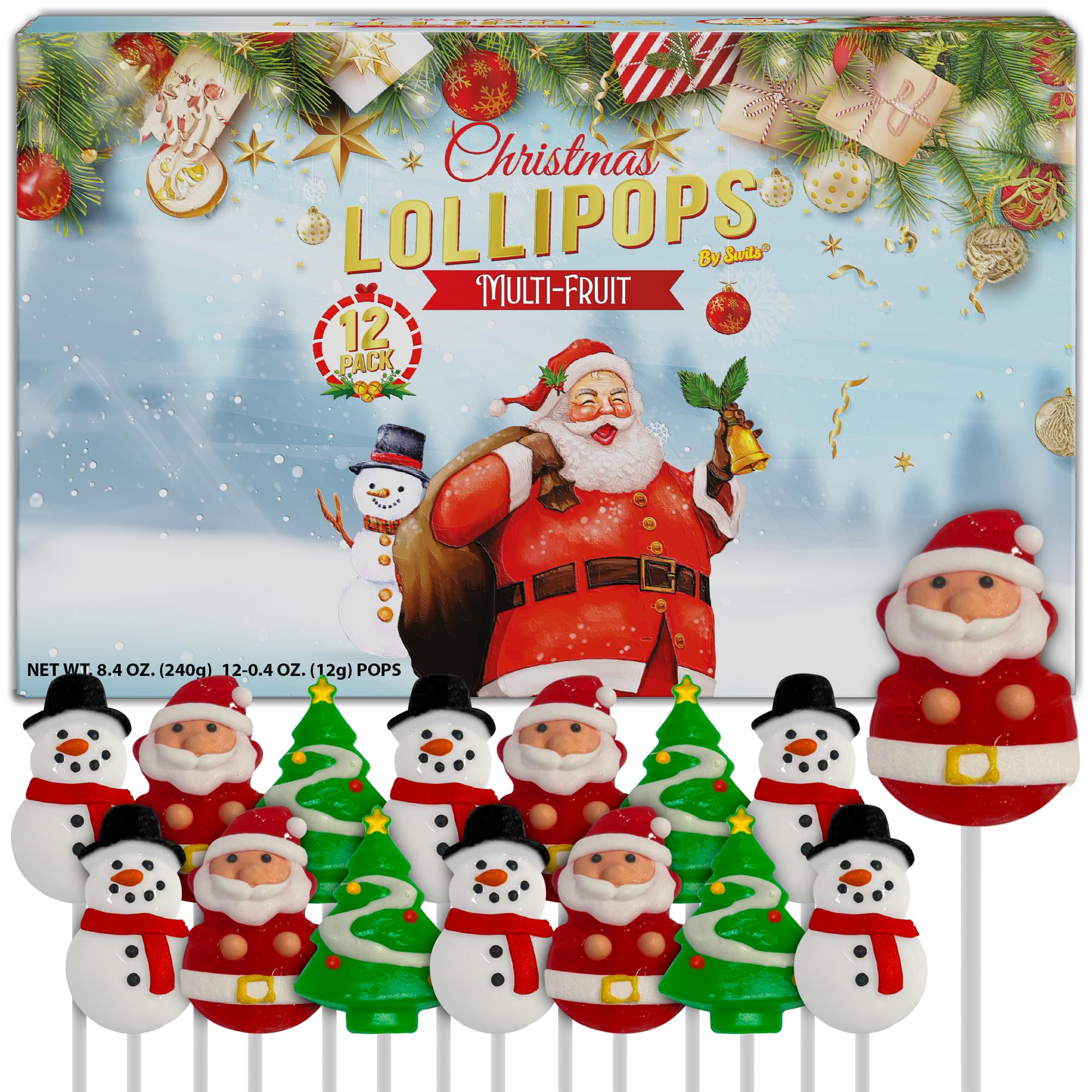 Amazon.com : Christmas Lollipops 12pk- Christmas Candy Individually ...