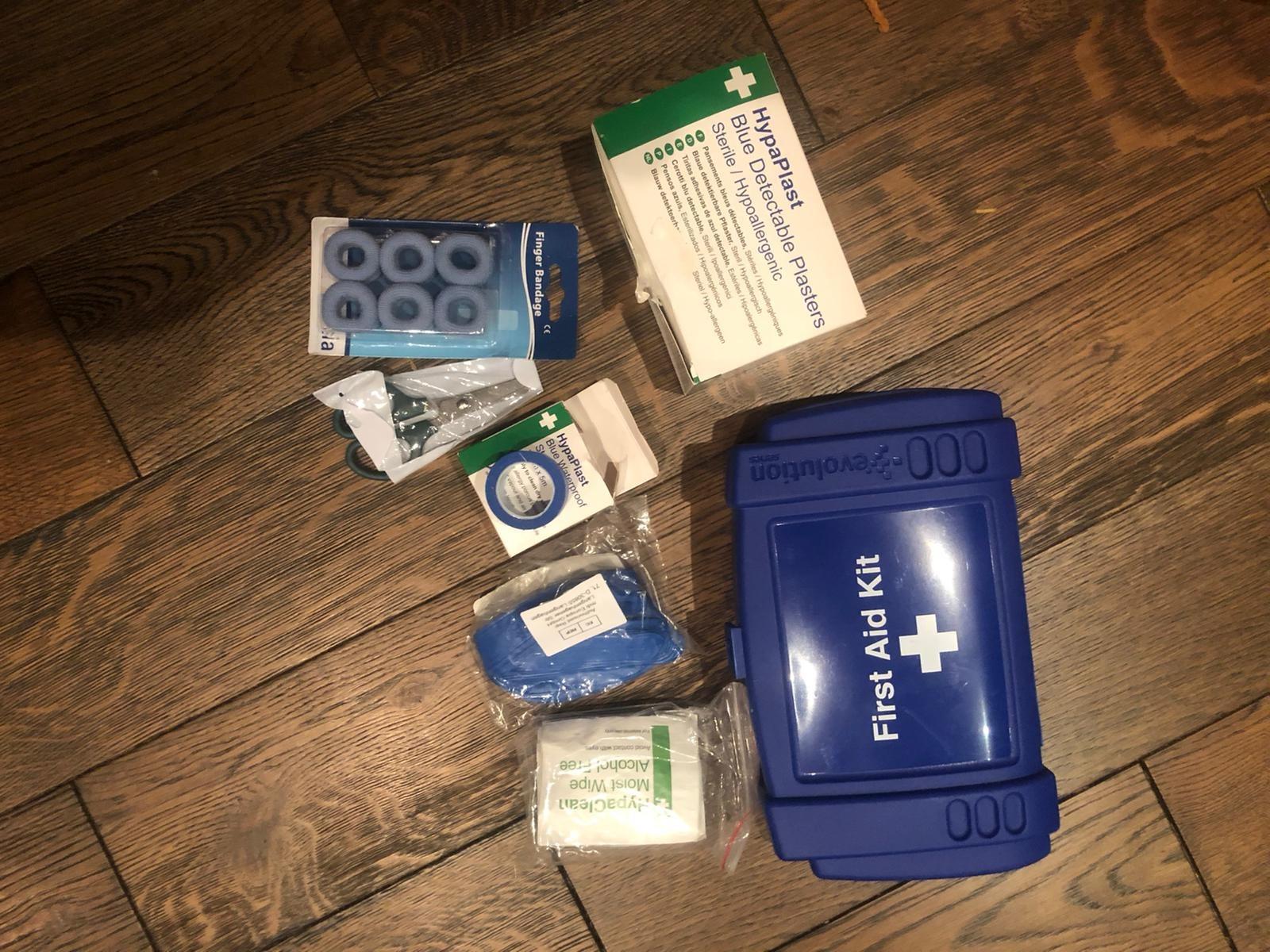 Safety First Aid Evolution Blue Plaster Kit Fully-Stocked Catering ...