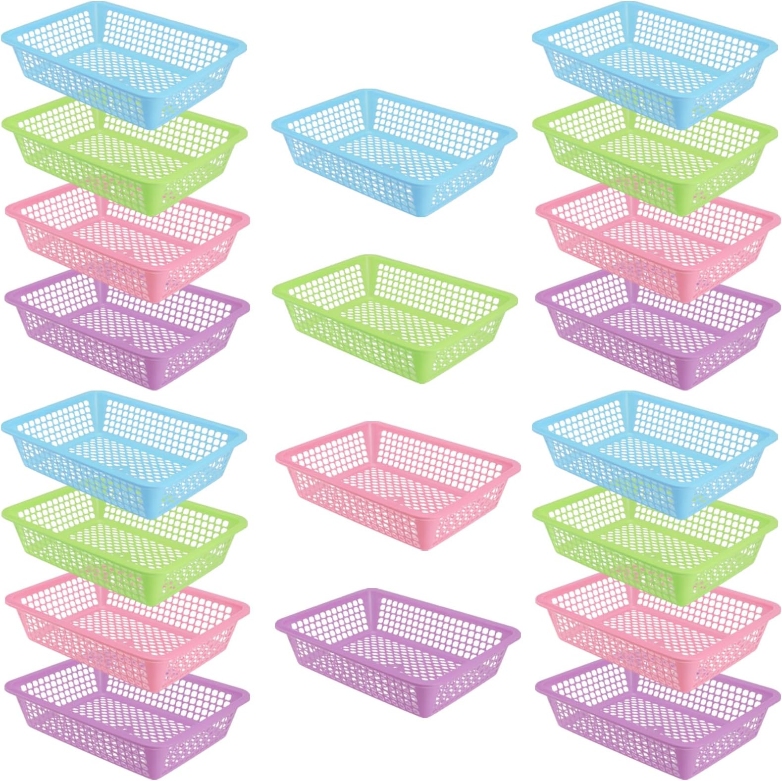Amazon.com - ZEONHAK 20 PCS 13.5 x 10 x 3 Inch Plastic Mesh Basket ...