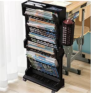 Amazon.com: Atkits Rolling Book Cart Mobile Bookshelf with Wheels Table ...