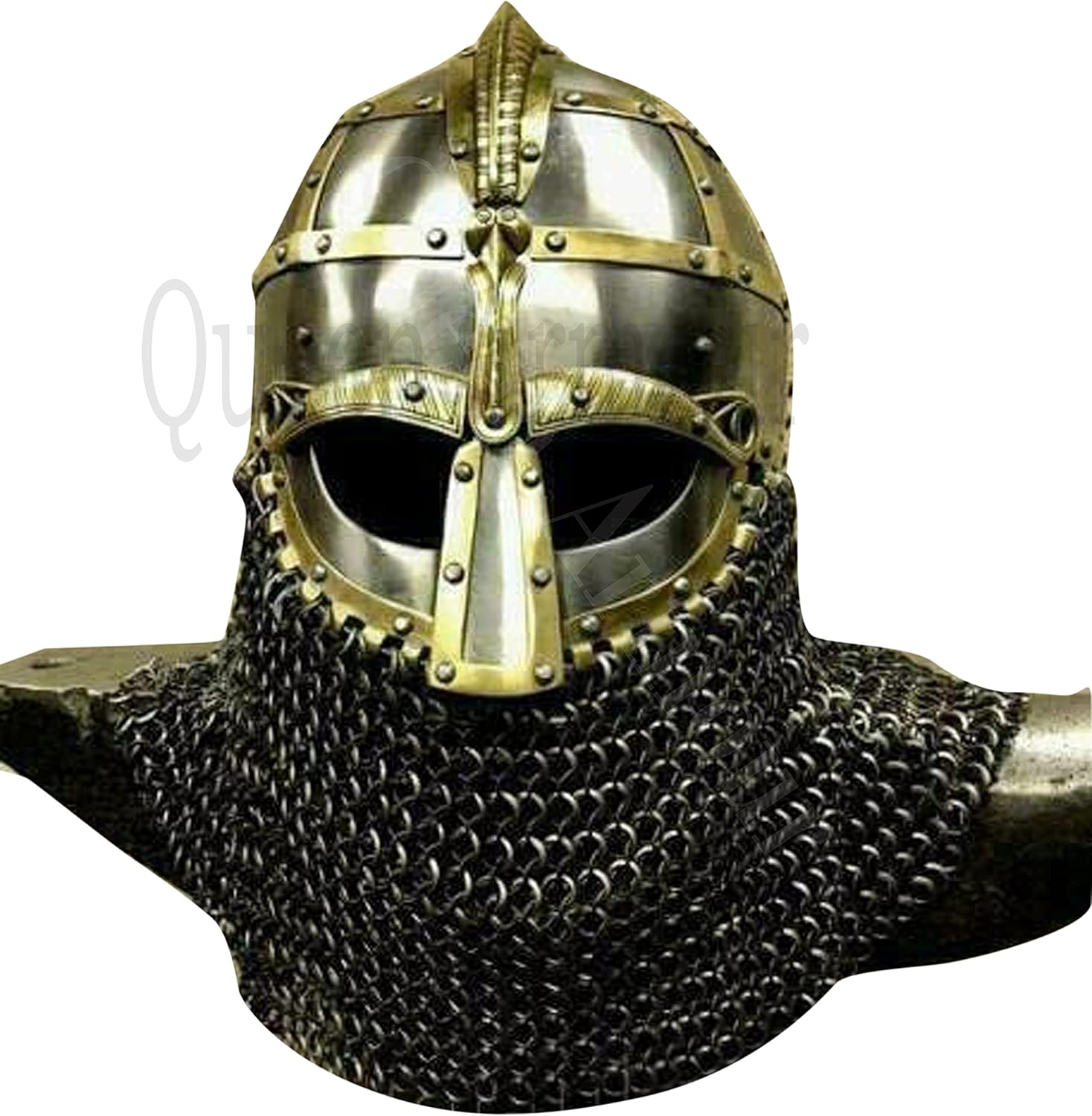 Amazon.com: Queen Armour Medieval Viking Helmet 16 Gage Steel Vendel ...