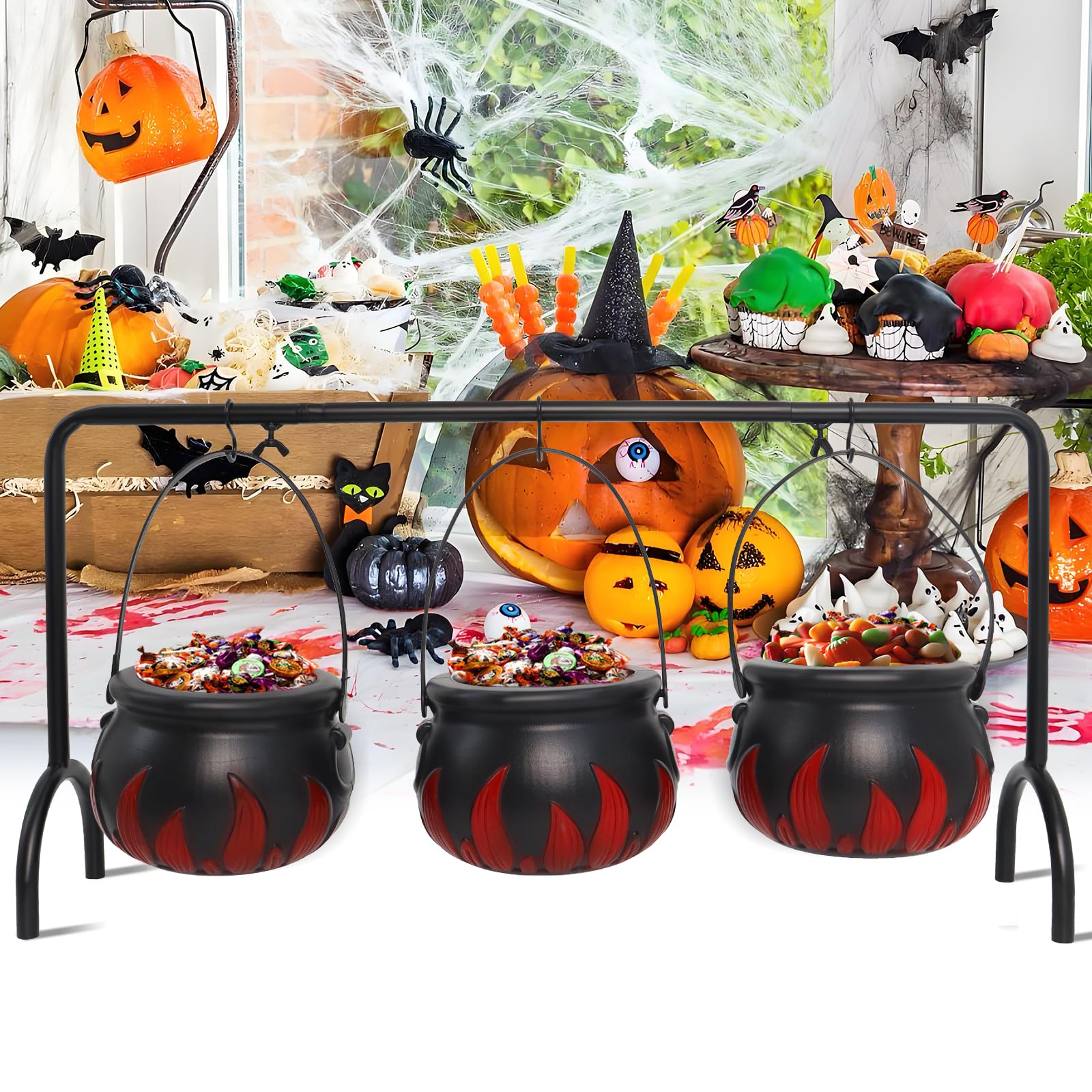 Amazon.com | MCCKLE Halloween Party Decorations, 3 Witches Cauldron ...