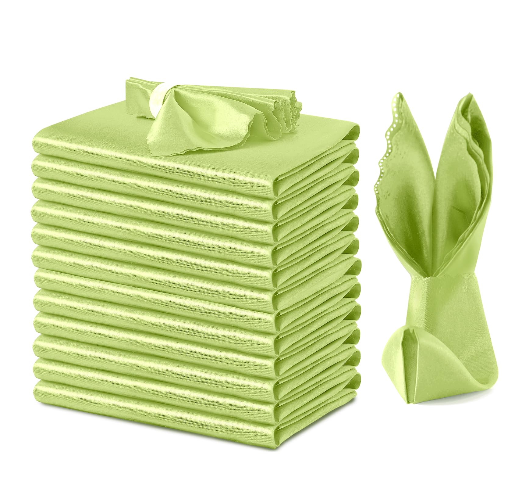 Amazon.com: VACVELT 12 Pack Lime Green Satin Napkins 12x12 Inch Wedding ...