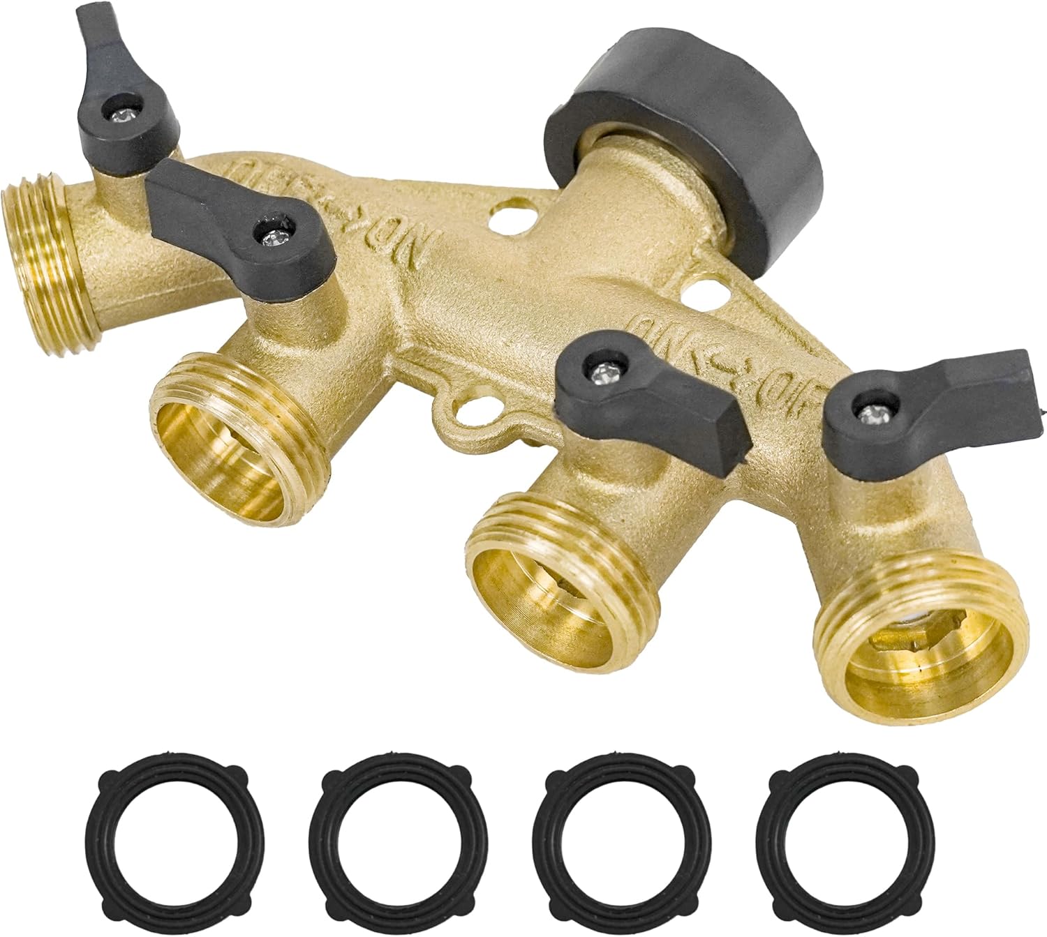 Diivoo Hose Splitter 4 Way, Heavy Duty Brass Hose Pipe Tap Connector ...