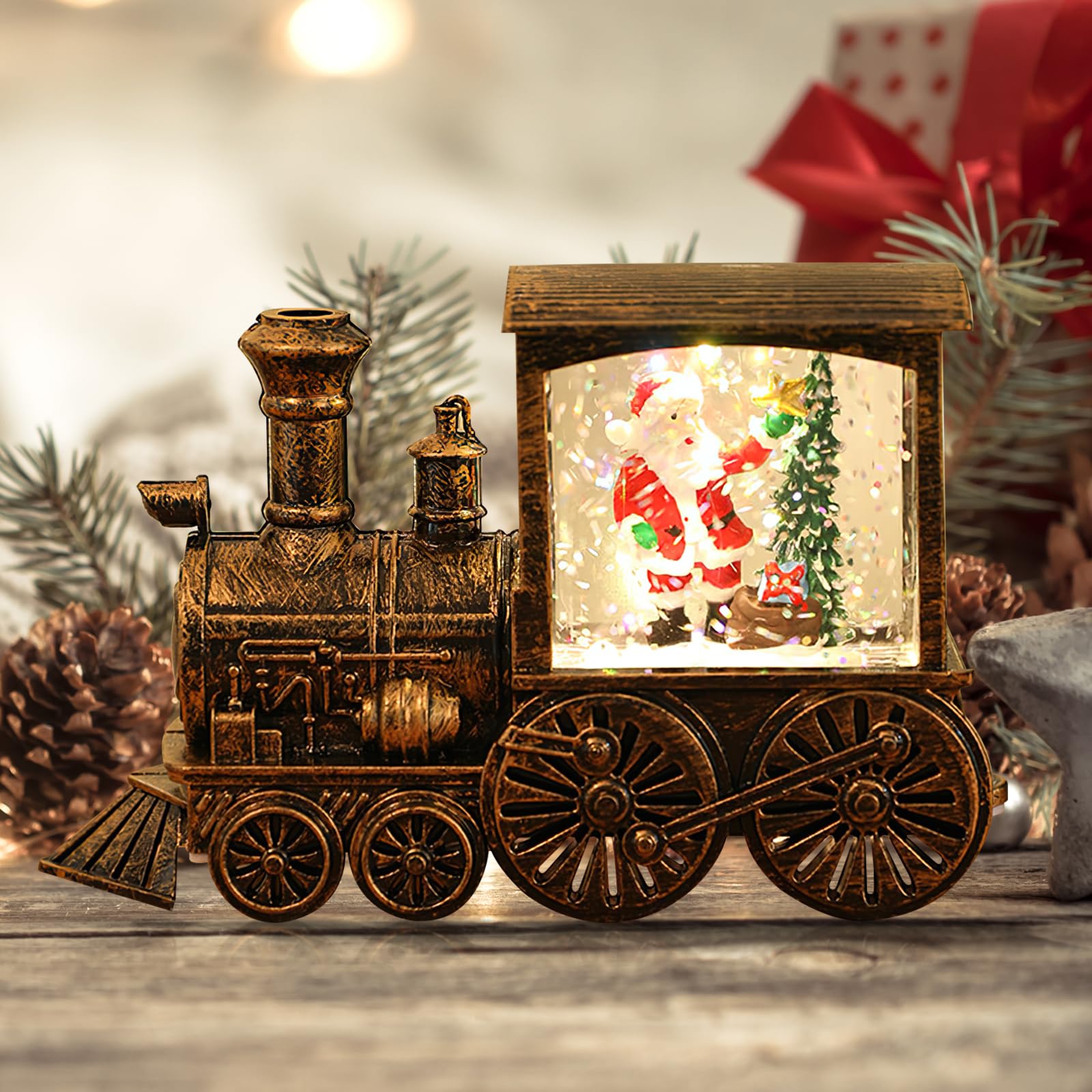 Christmas Train Snow Globe, Christmas Vintage Train Snowflake Light ...