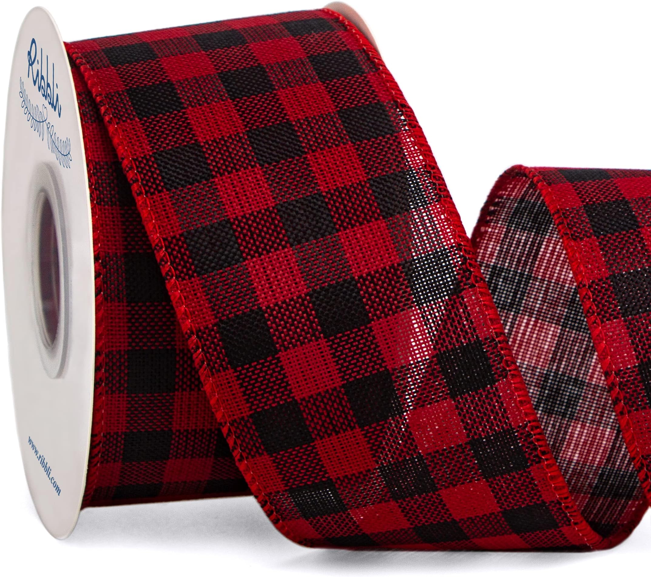 Amazon.com: 3 Rolls Buffalo Plaid Burlap Wired Ribbon Weave Ribbon with ...