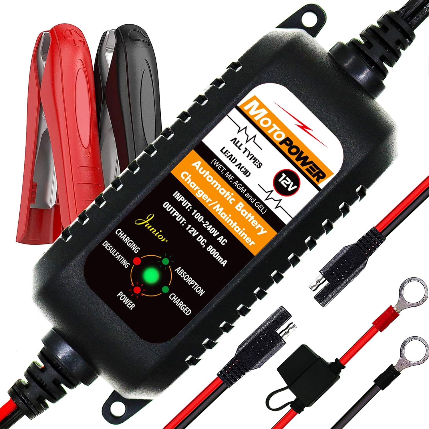 MOTOPOWER MP00205A 12V 800mA Fully Automatic Battery Charger Maintainer