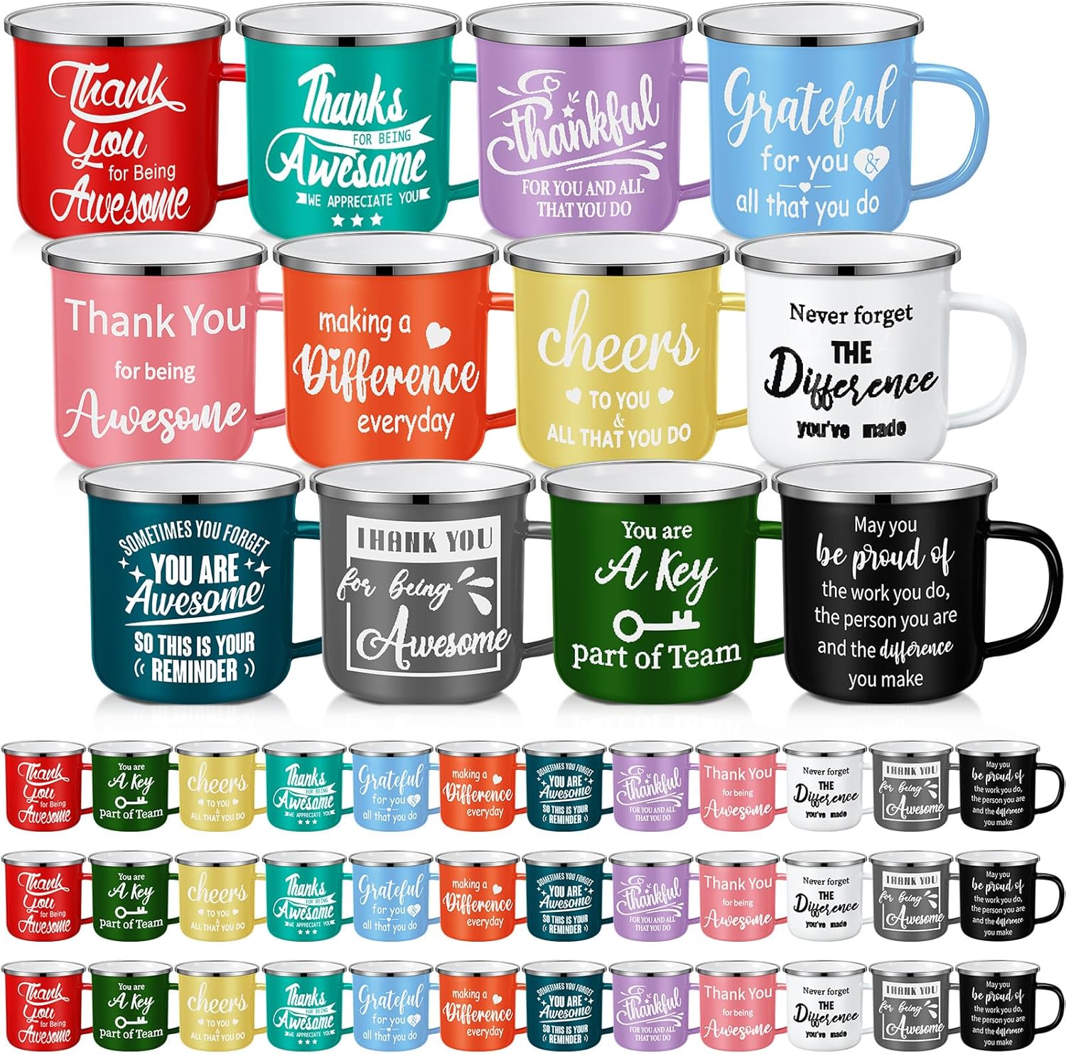 Amazon.com: Domensi 48 Pcs Thank You Gifts 12oz Enamel Mug with Handle ...