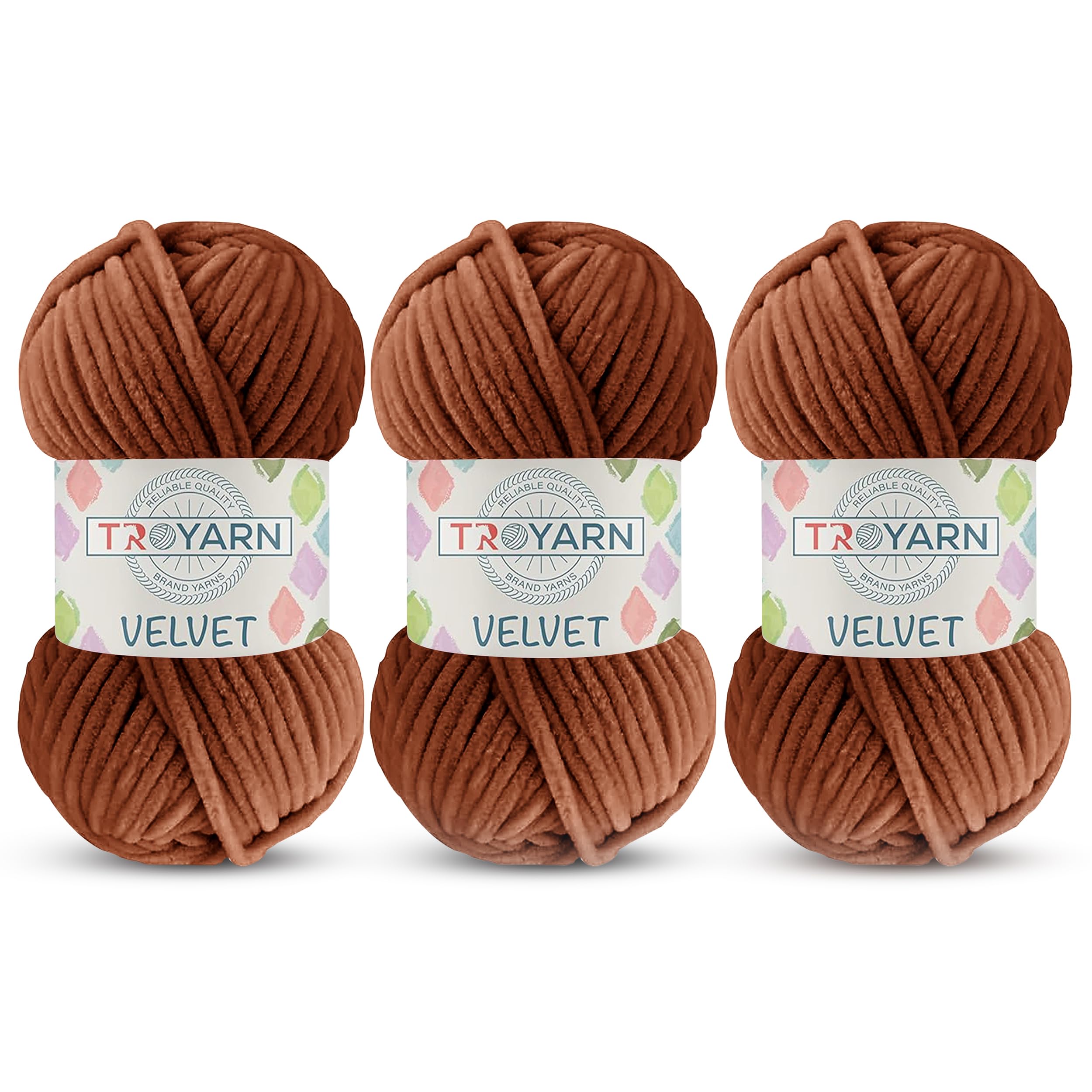 Amazon.com: 3 Pack Velvet Yarn for Crocheting - Chenille Yarn, 132 ...