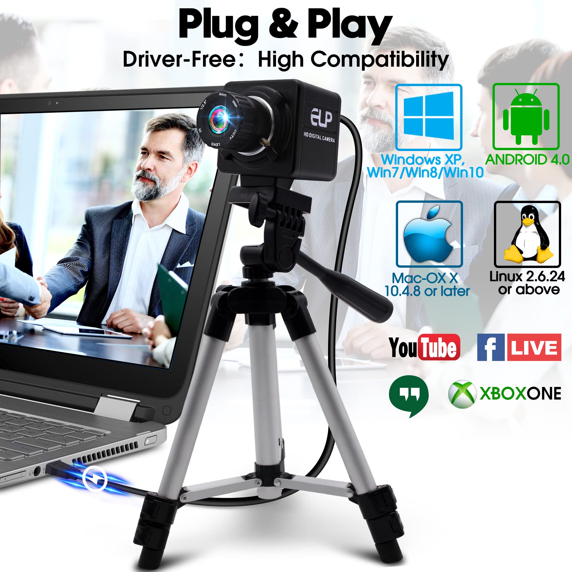 ELP USB Camera Manual Zoom 4mm Lens Prototype Camera 2Megapixel 1080p ...