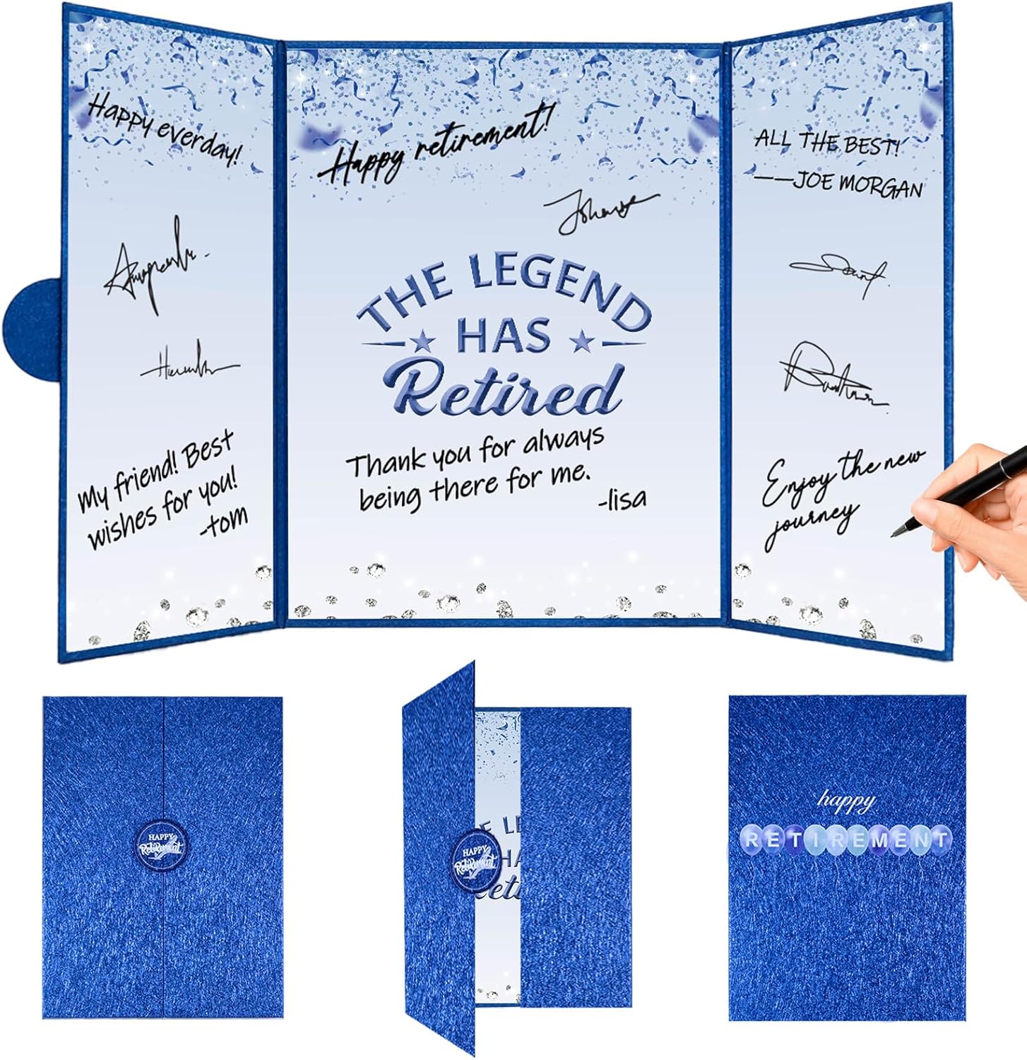 Amazon.com: Crenics Blue and Silver Retirement Party Decorations for ...