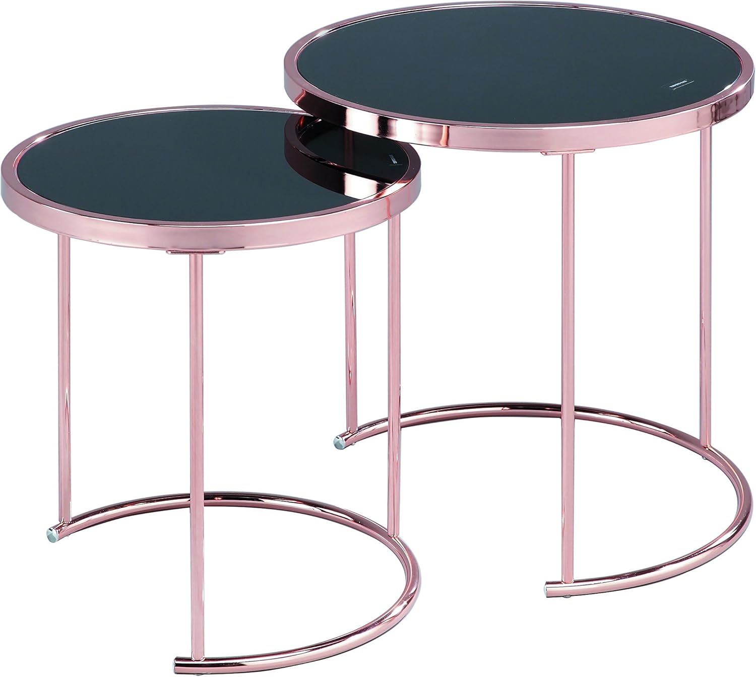 ASPECT Visio Set of 2 Round Nesting Table-Glass Top/Copper Frame, Metal ...