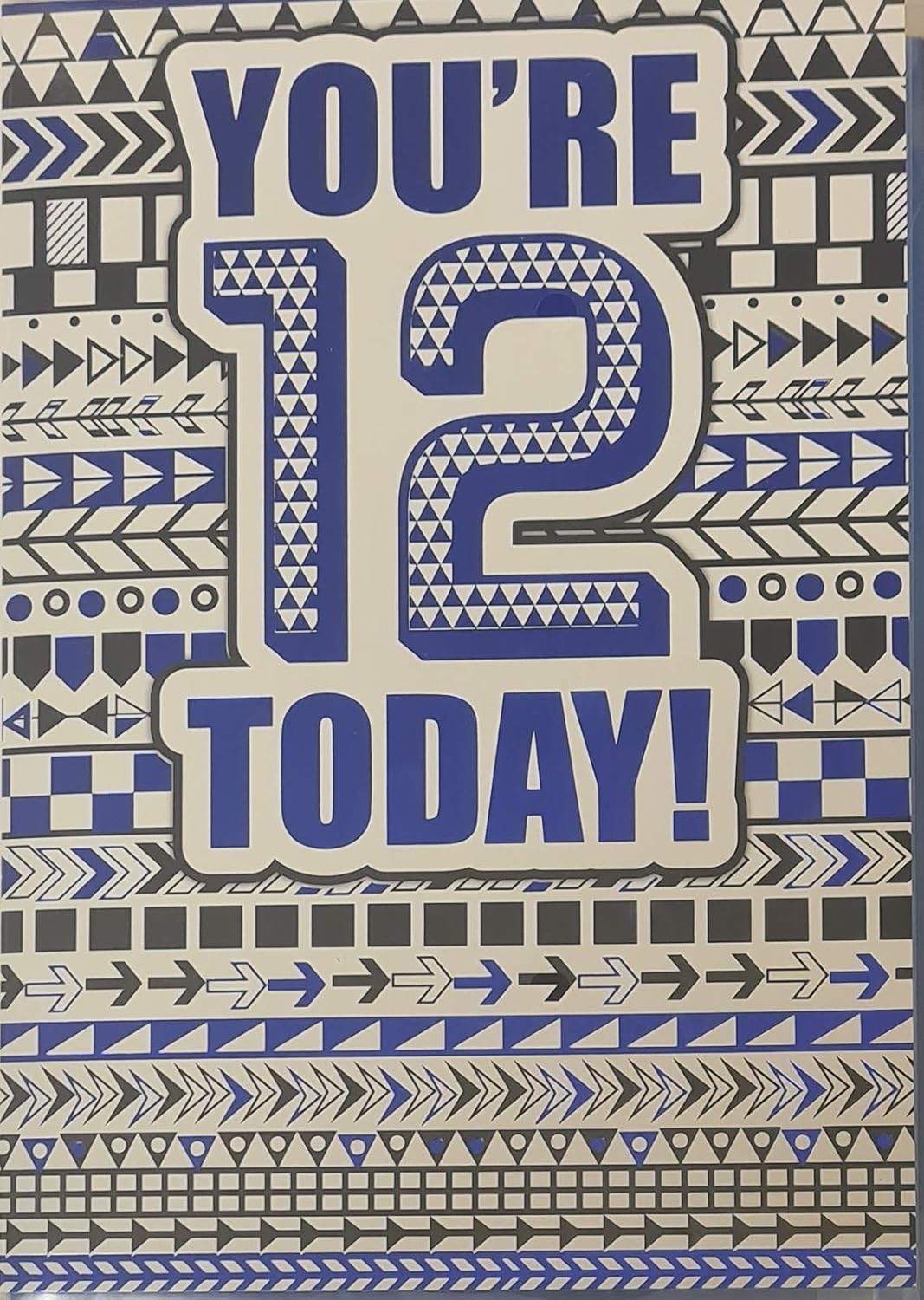 Happy 12th Birthday Card - 12 Today - Geometric with Blue Foil : Amazon ...