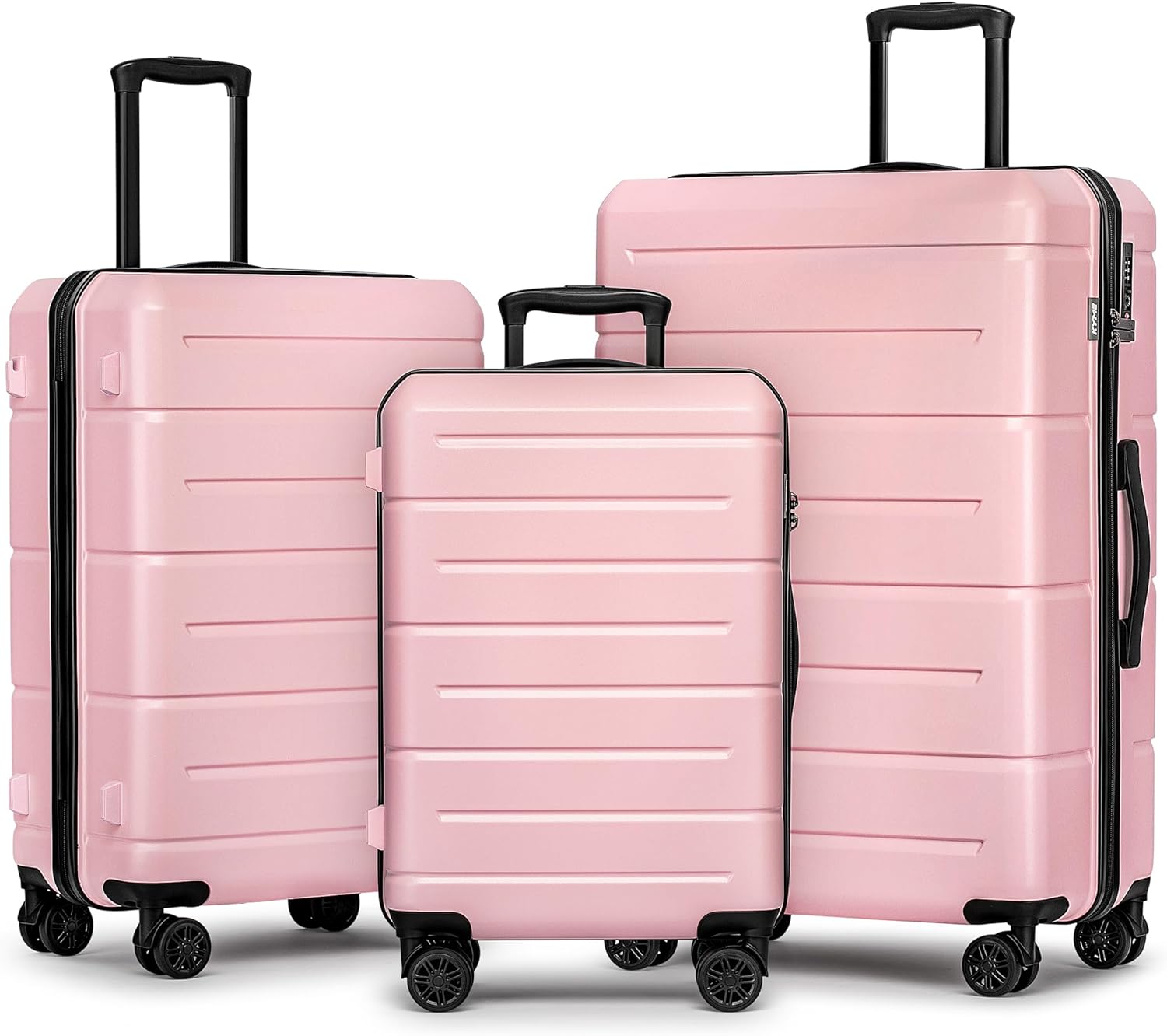 Amazon.com | KYME Pink Luggage Sets 3 Piece (22in/26in/30in) Hard Shell ...