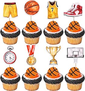 Amazon.com: Rsstarxi 40 Pack Basketball Cupcake Toppers Slam Dunk ...