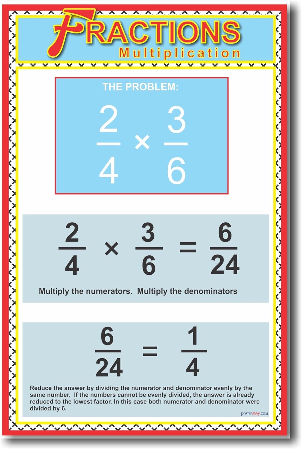 Amazon.com: Math: Multiplying Fractions - Classroom Poster : Home & Kitchen