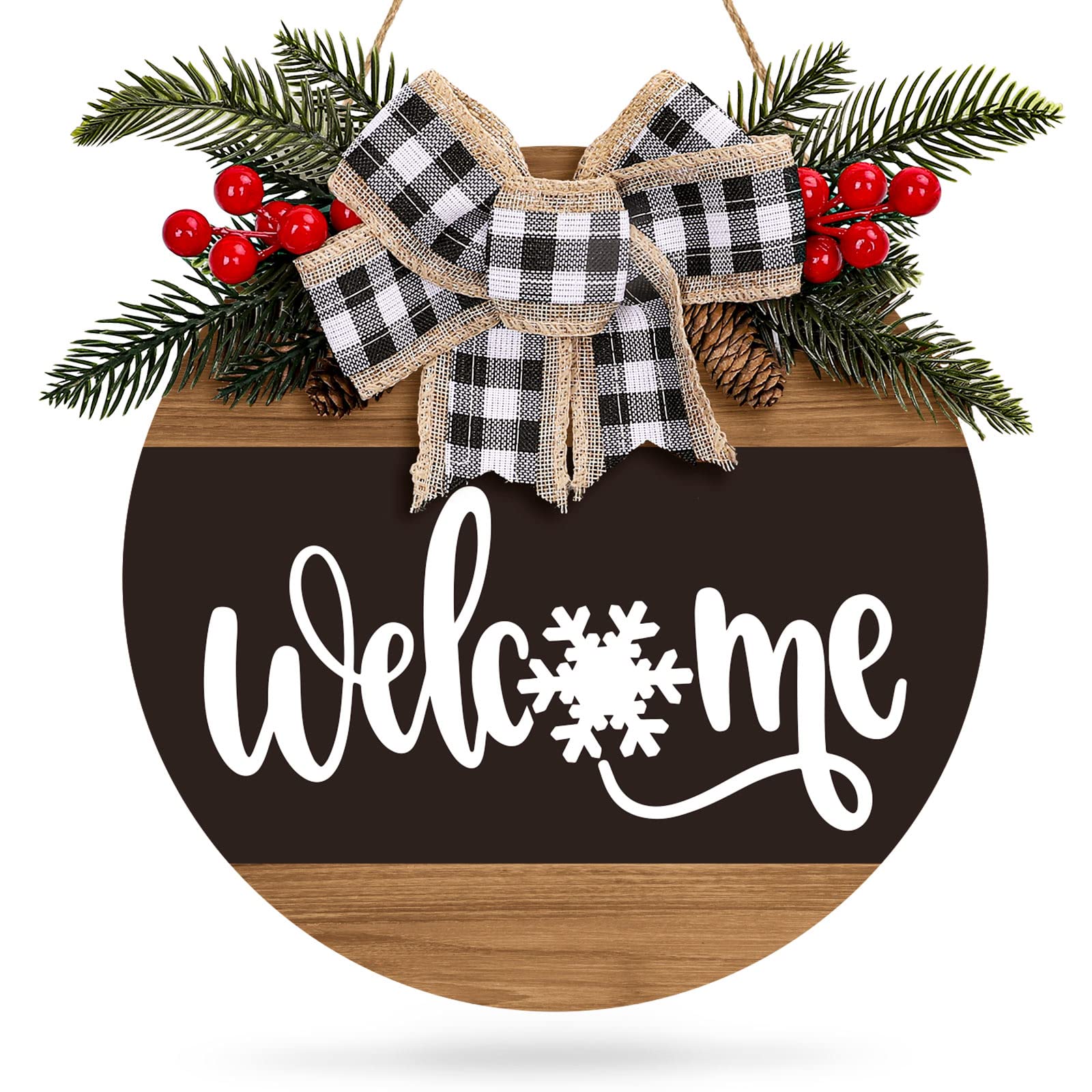 Amazon.com: Whaline Christmas Wooden Hanging Sign Rustic Snowflake ...