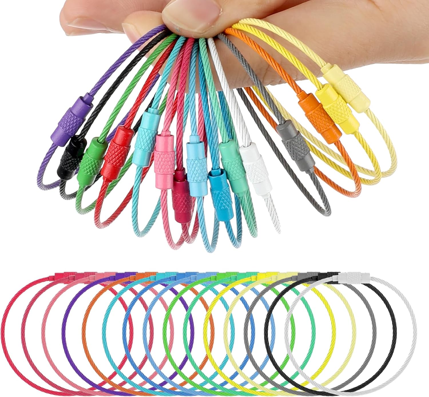 Amazon.com: 15 Pack Metal Luggage Tag Loops Wire Keychain Cable Loop ...