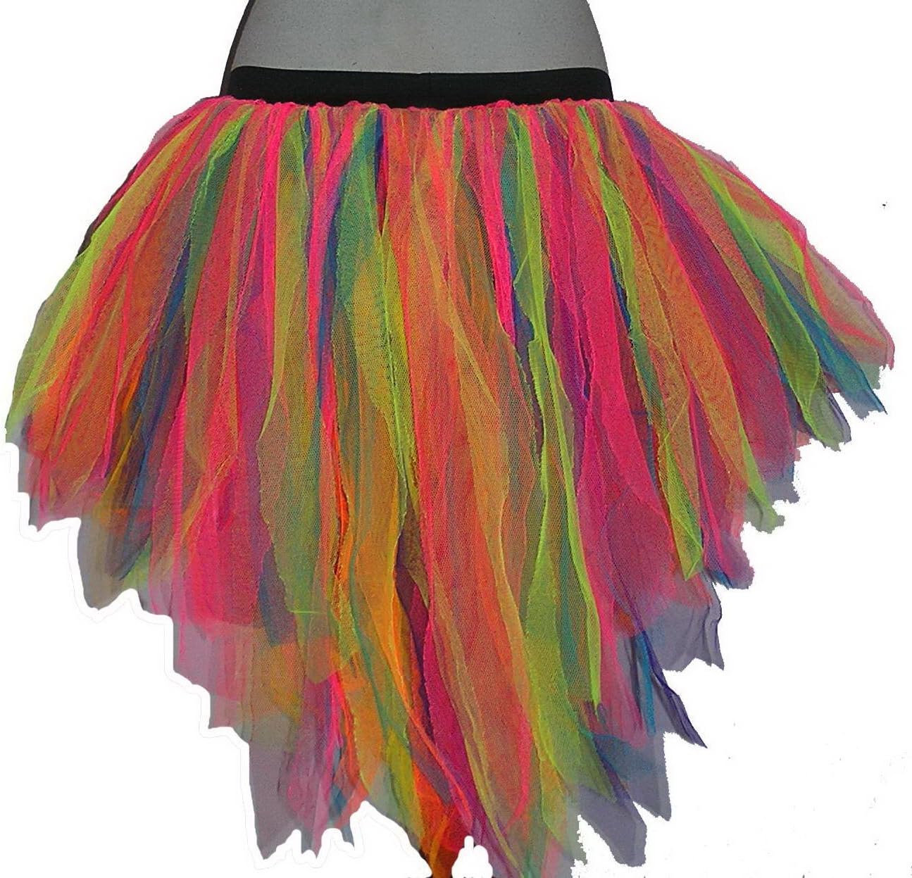 Amazon.com: Neon Multi Rainbow 7 Layers Trashy Tutu Skirt Peacock ...