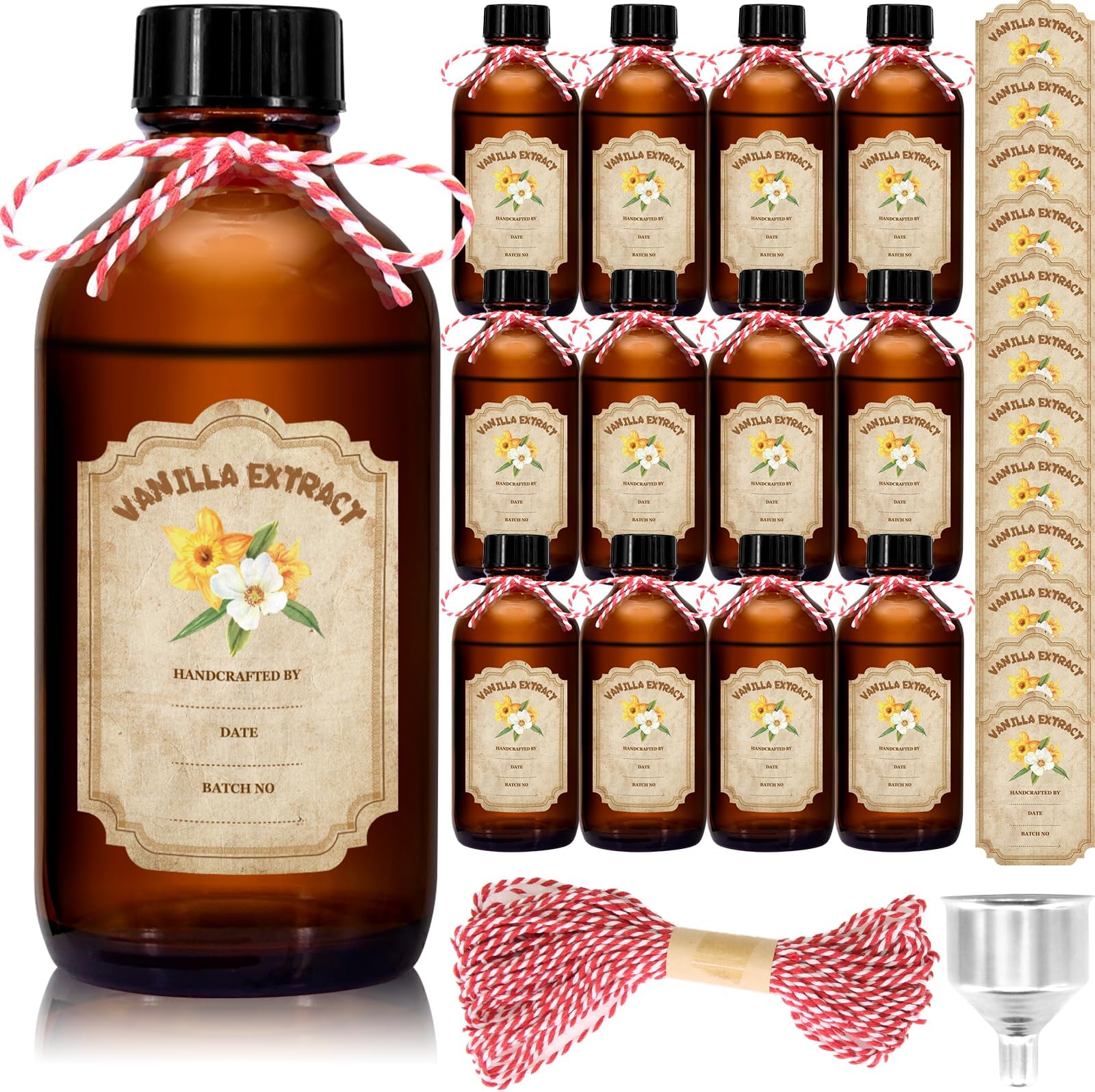 Amazon.com: 16 Pack 4 oz Amber Glass Bottle Boston Round Bottles with ...