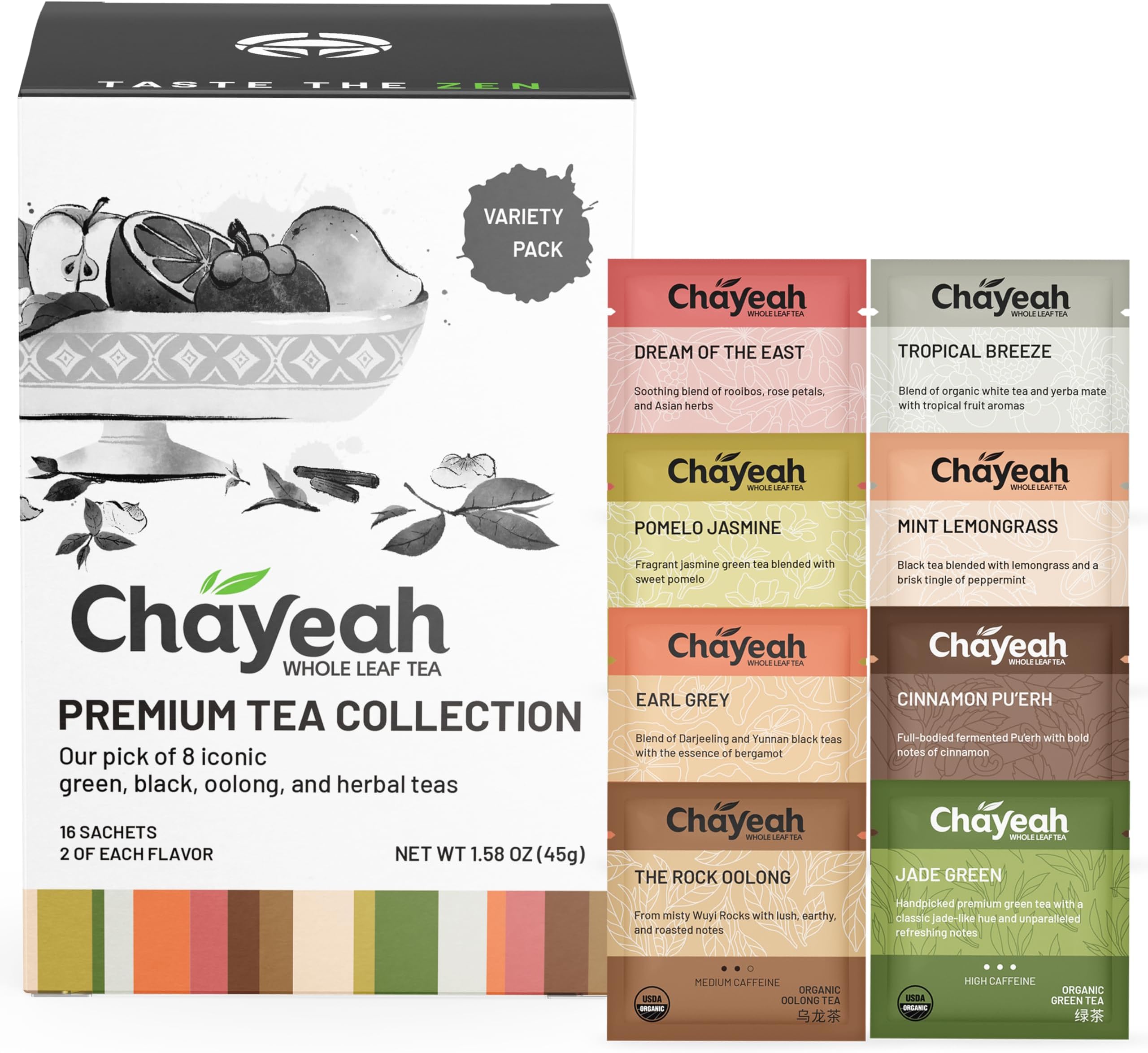 Amazon.com : Loose Tea Sampler of Single-Serve Tea Packets of 12 Herbal ...