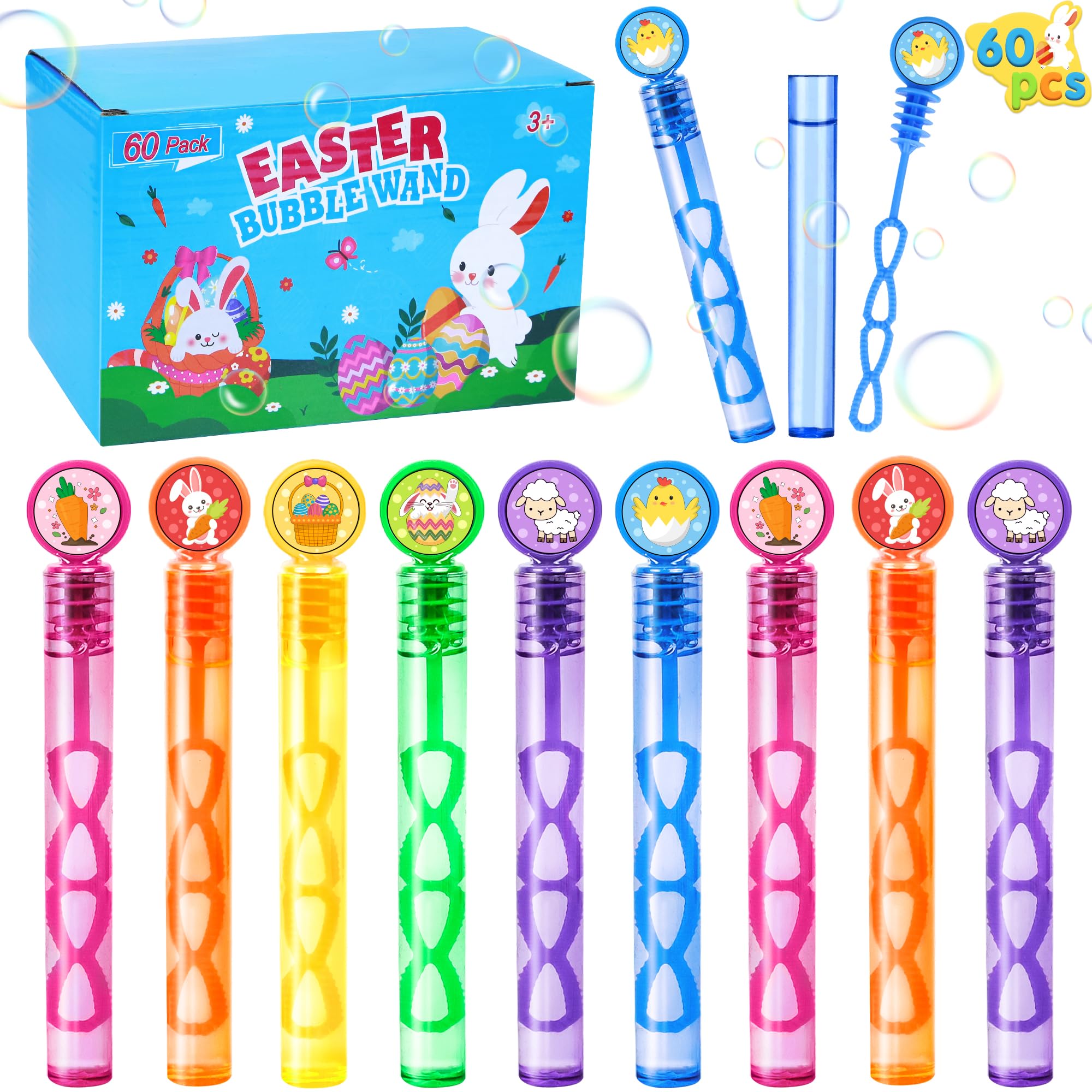 Amazon.com: 60 Pack Bubble Wands Bulk Easter Party Favors - Easter ...