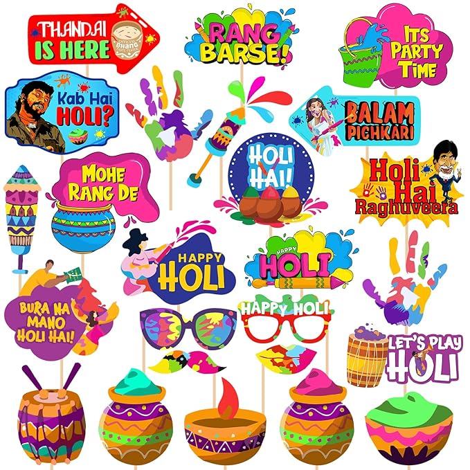 Zyozique ® Holi Photo Booth Props - Color Festival Photo Booths, Holi ...