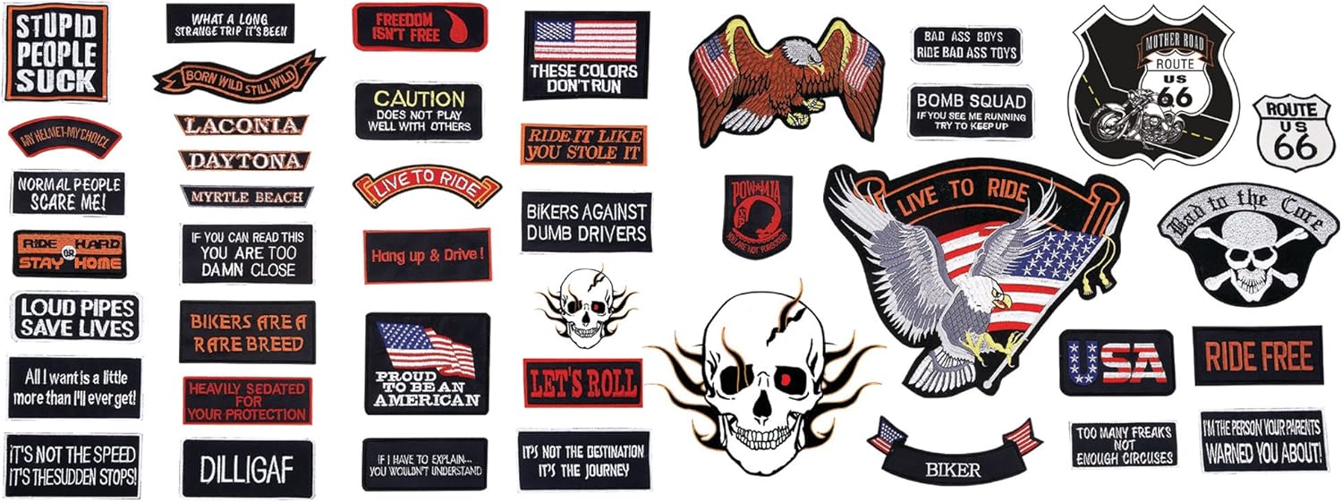 Amazon.com: Live To Ride 42pc Embroidered Motorcycle Patch Set : Automotive