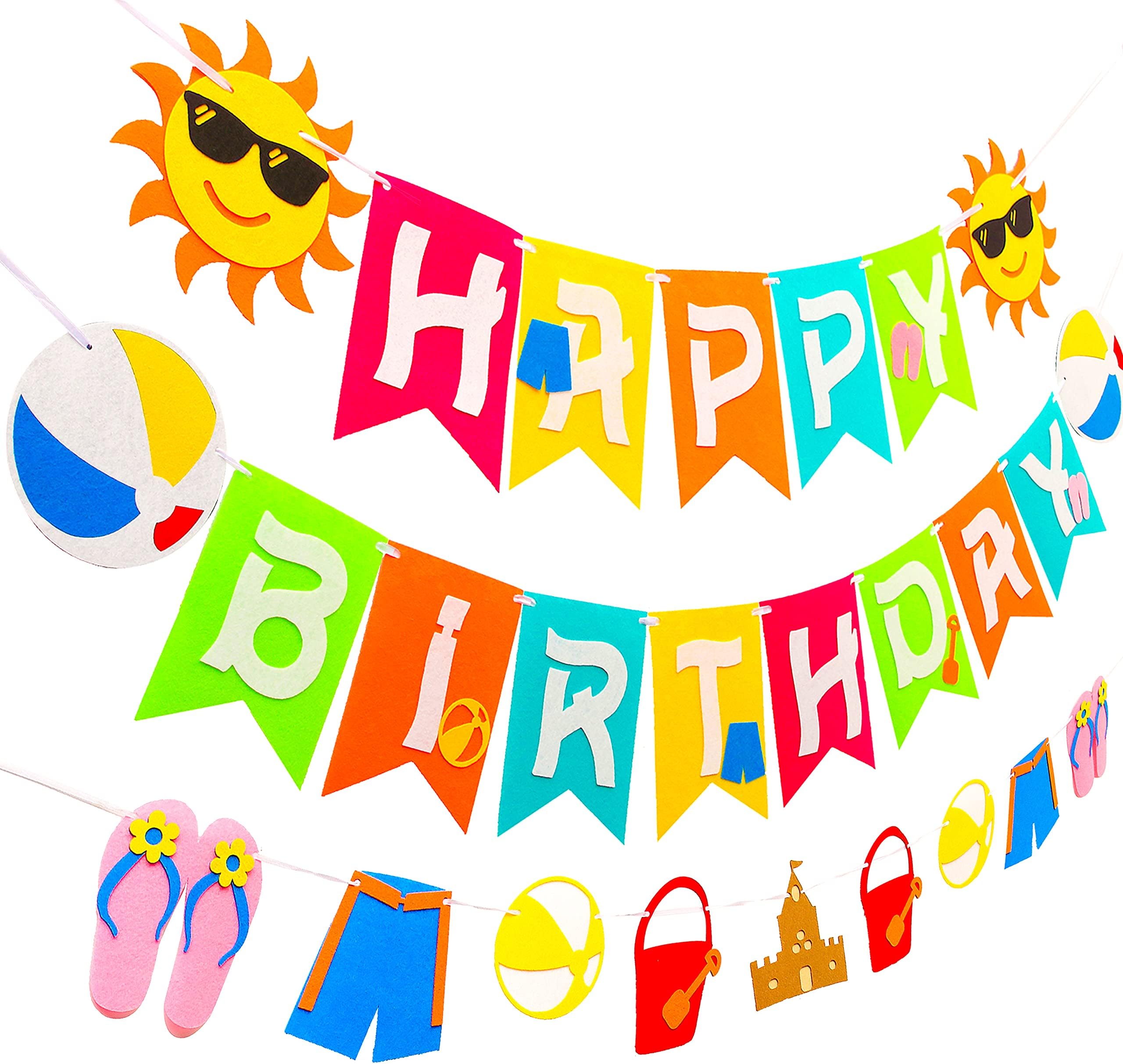 Amazon.com: 4pcs Beach Birthday Banner Garland Decorations for Hawaiian ...