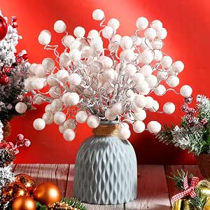 Amazon.com: Hiboom 30 Pcs Glitter Ball Picks 14 Inch Artificial Flowers ...