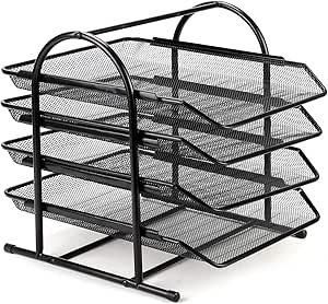 Youyijia Mesh Desk Organiser 4 Tier Letter Tray Stackable Mesh File ...