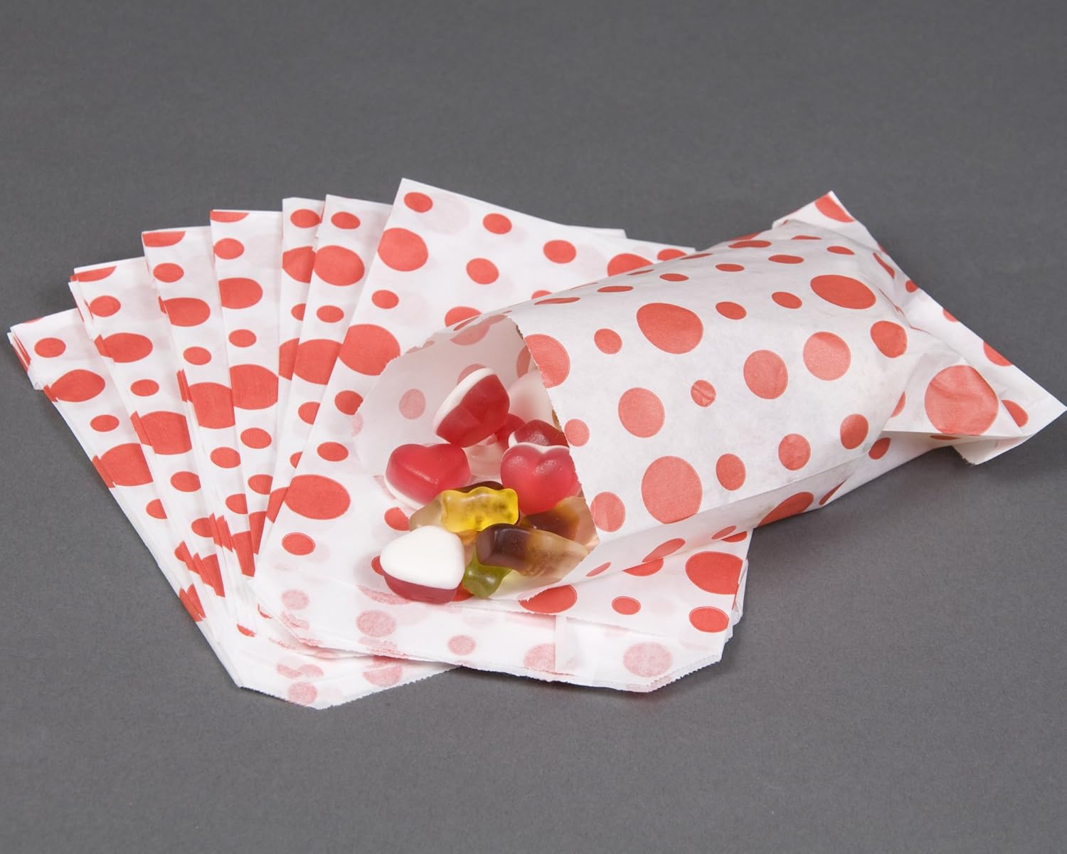 Amazon.com: 1000 Red Spot Design Kraft Sweet Paper Bags 125mm x 175mm ...