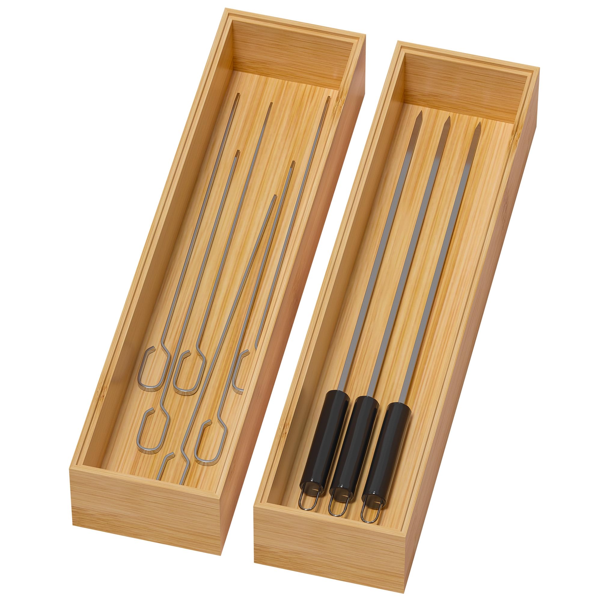 Amazon.com: Lixple Bamboo Drawer Organizer, Narrow Silverware Organizer ...