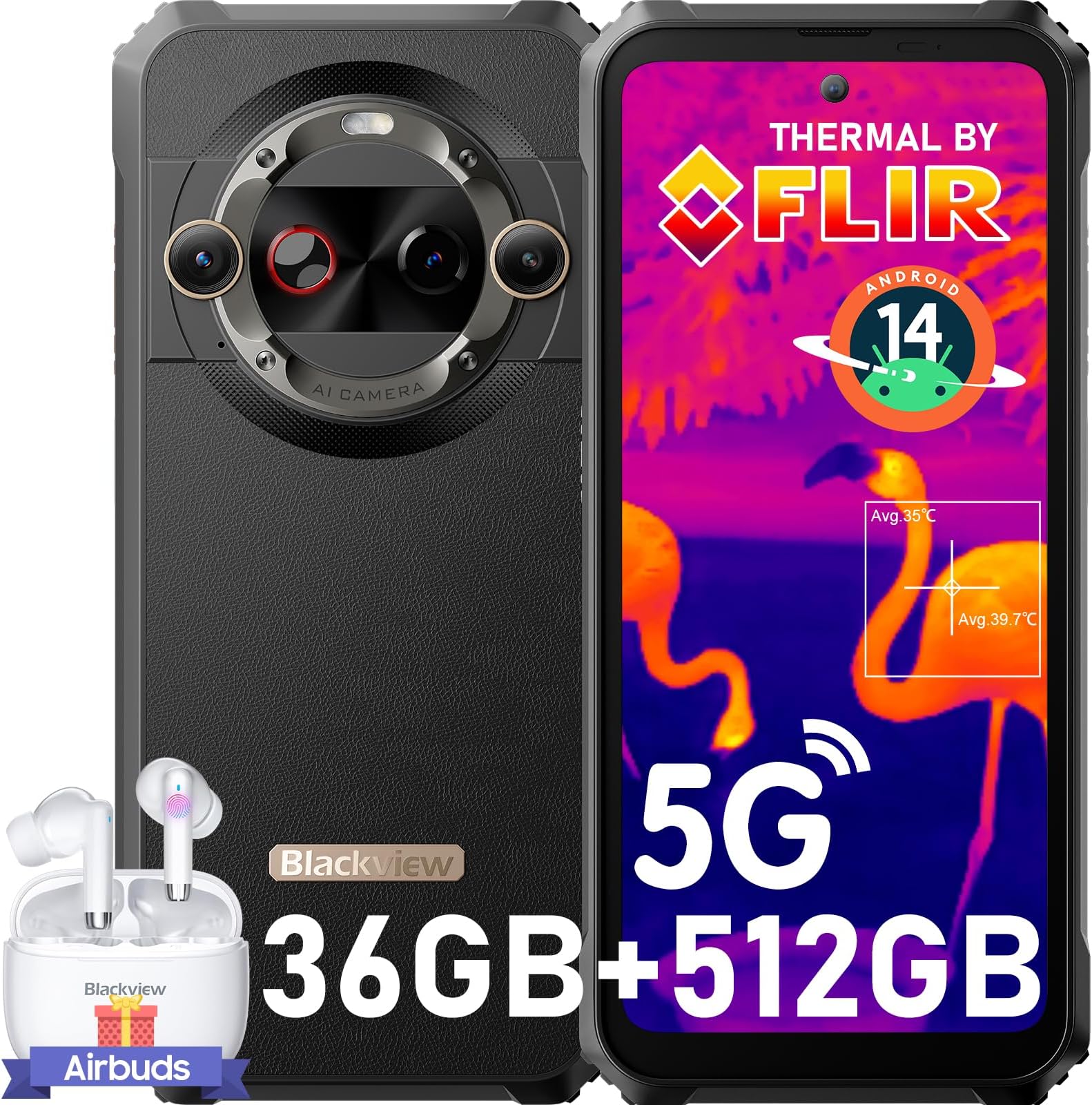 Amazon.com: Blackview BL9000 Pro 5G Rugged Smartphone Unlocked (FLIR ...