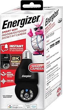 Amazon.com : Energizer Smart Outdoor 2K QHD Security Socket Camera with ...